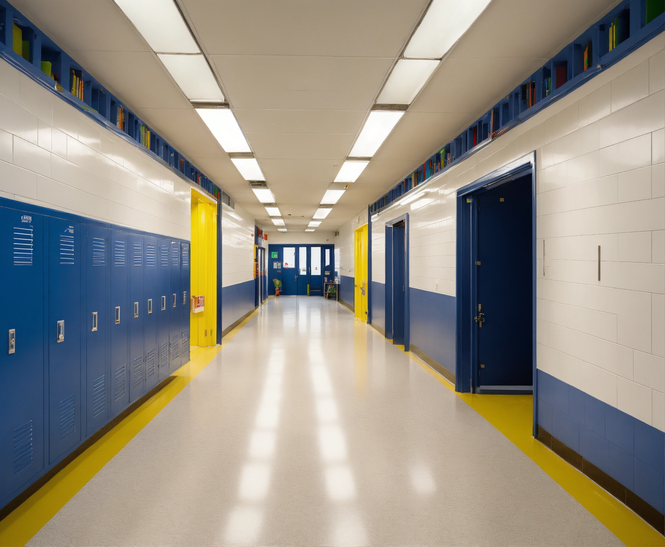 Lexica - A school wide corridor with large, smooth walls with a light ...