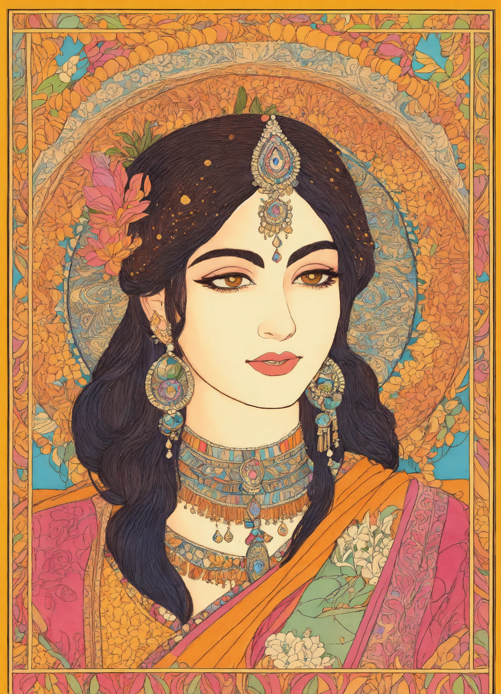 Lexica - Traditional indian art drawing the nature of Love. Line ...