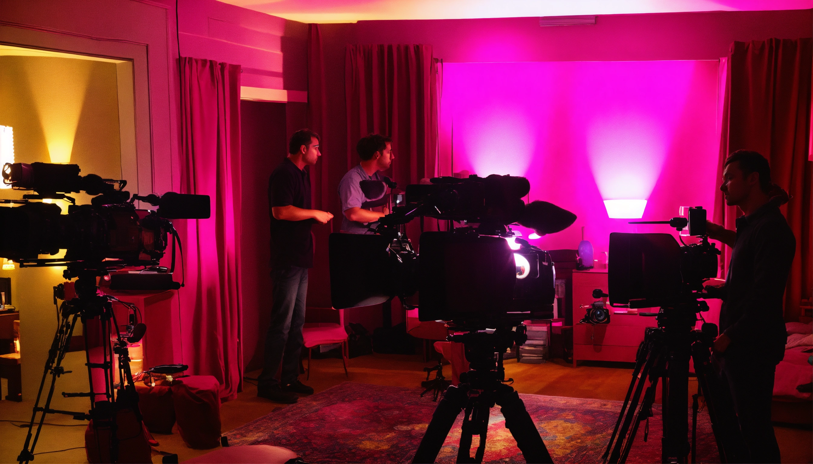 Lexica - Bedroom movie shoot, lights, cameras, movie cameras, film gear ...