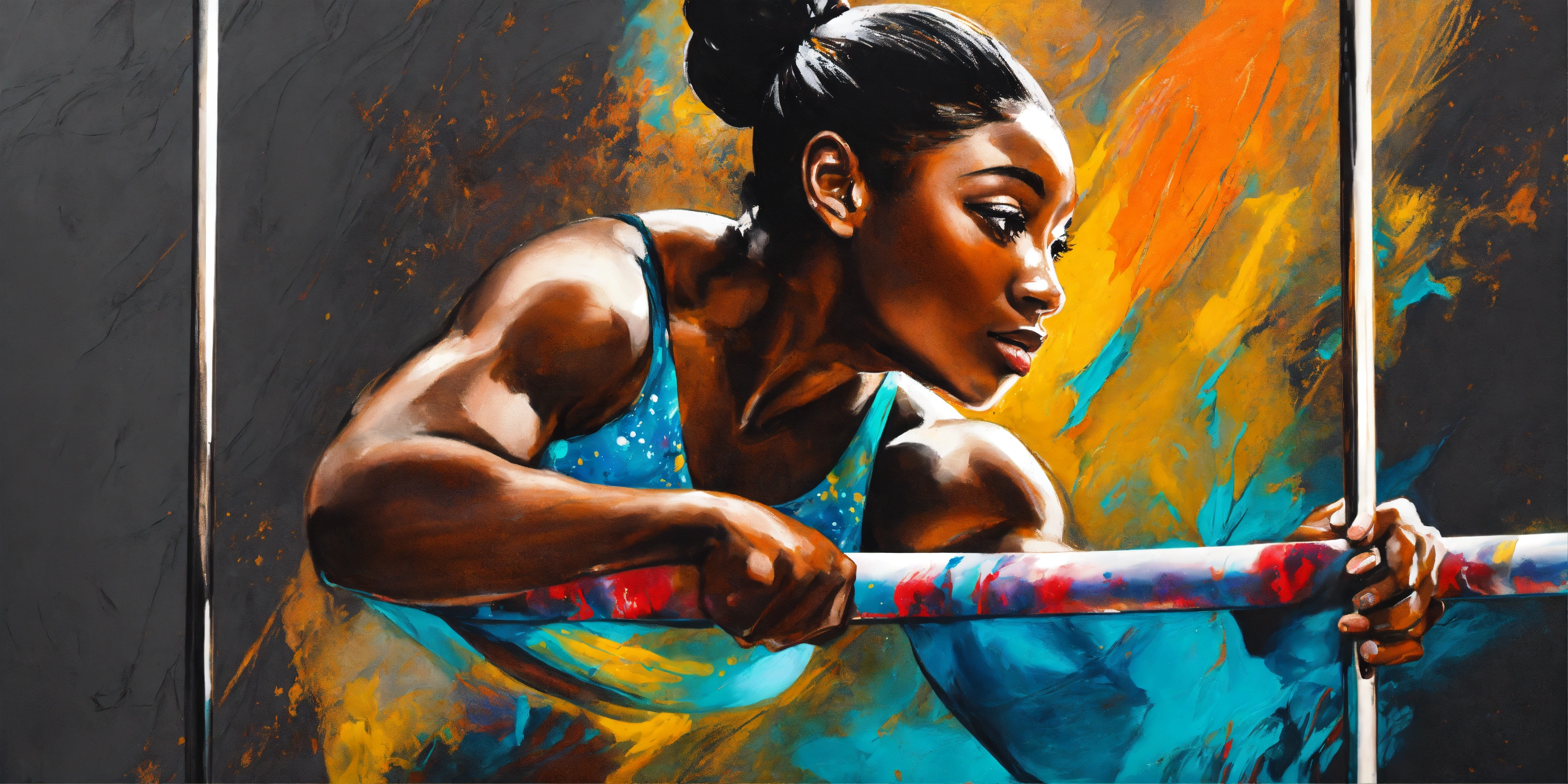 Lexica - Simone Biles Gymnast parallel bars, on charcoal, abstract ...