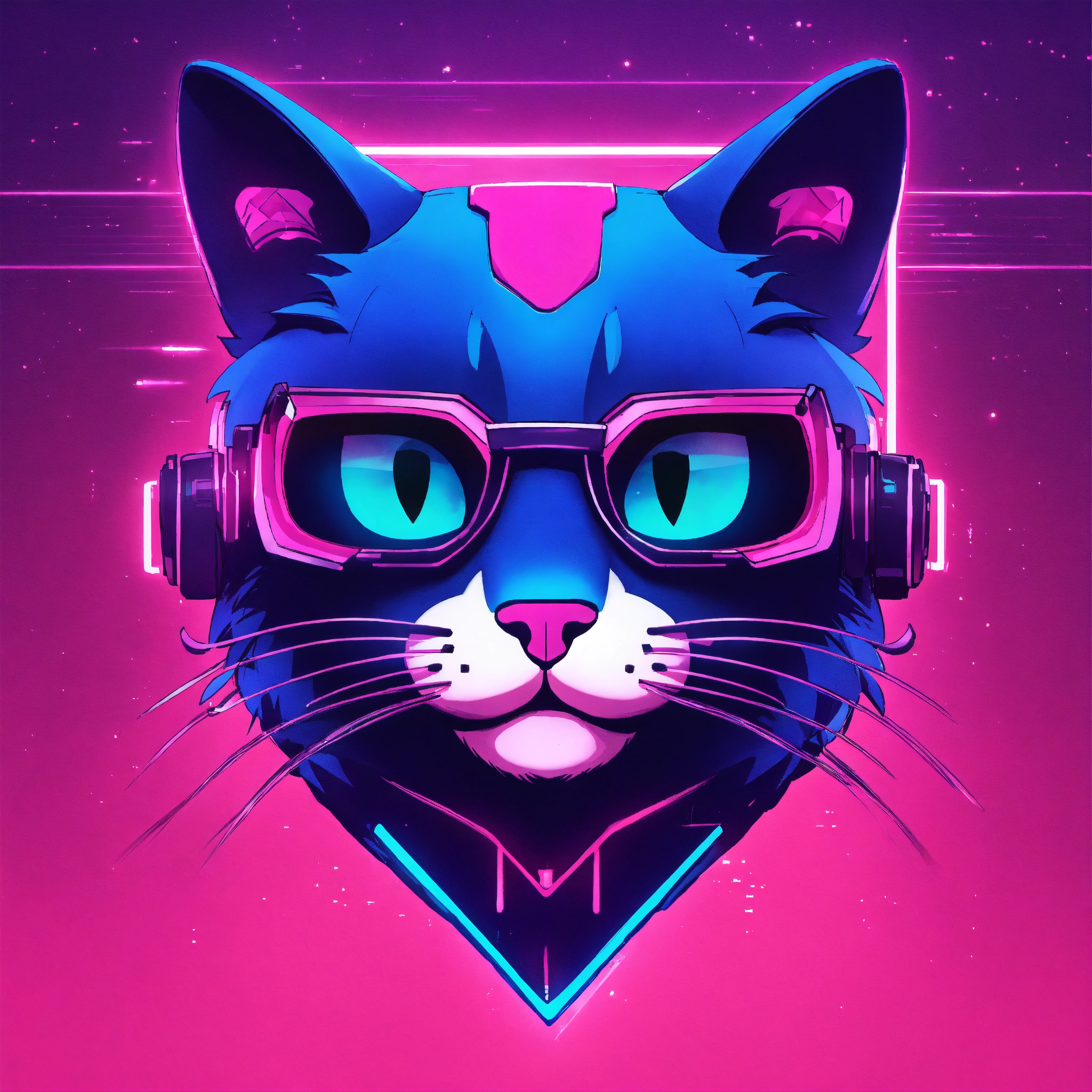 Lexica - "Cyber Kitty", "Gamer", logo, retrowave, 8k