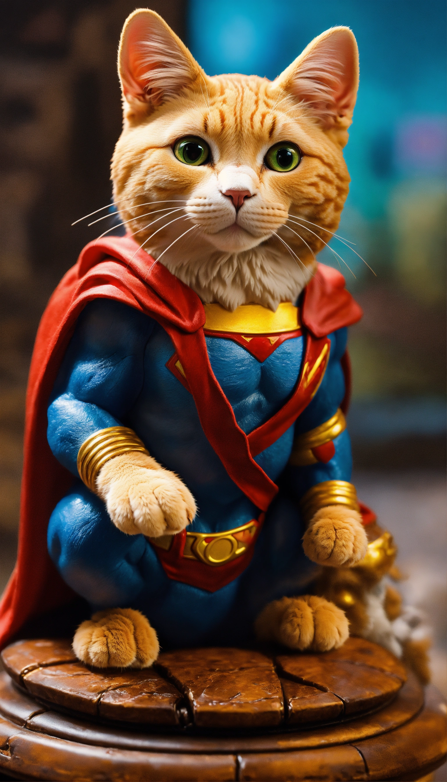 Lexica - Superman themed Cute cat, cat adventurer figure, product shot ...