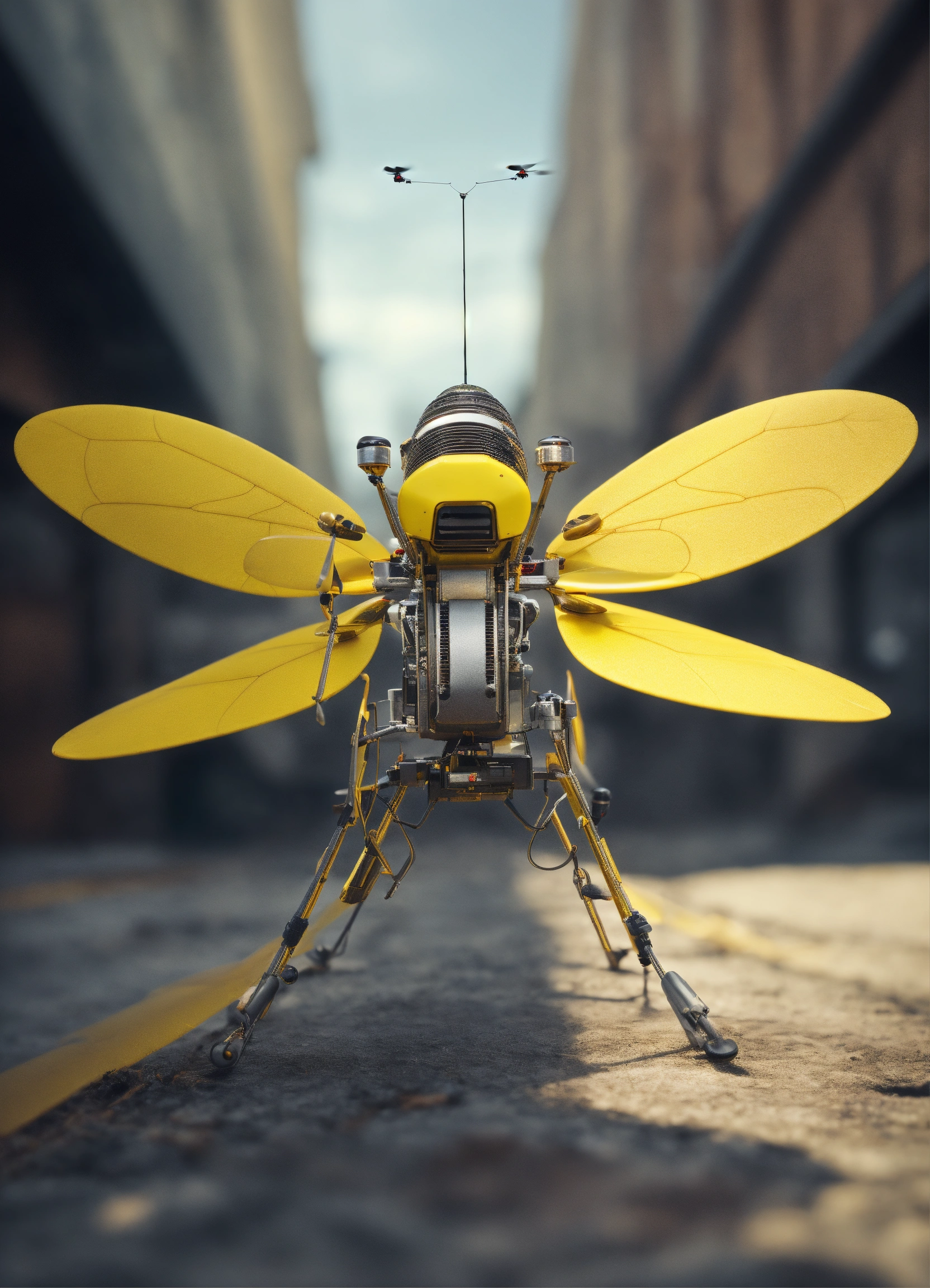 Lexica - Rigged flying mechanical insect drone, in the style of ...