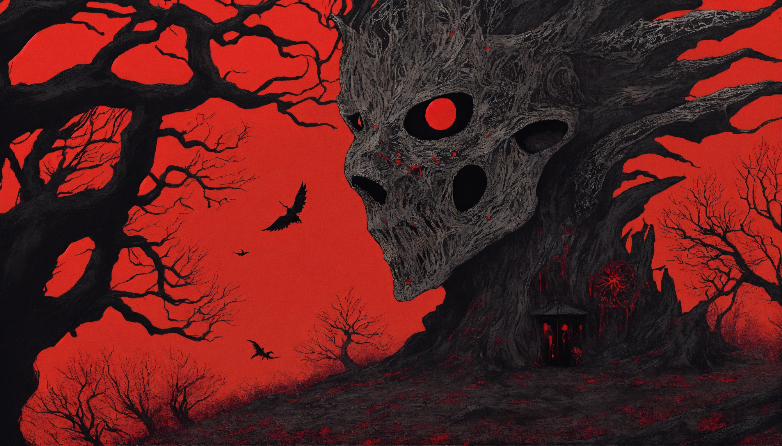 Lexica - "creepy scary monster" black pen and black ink infinity, red ...