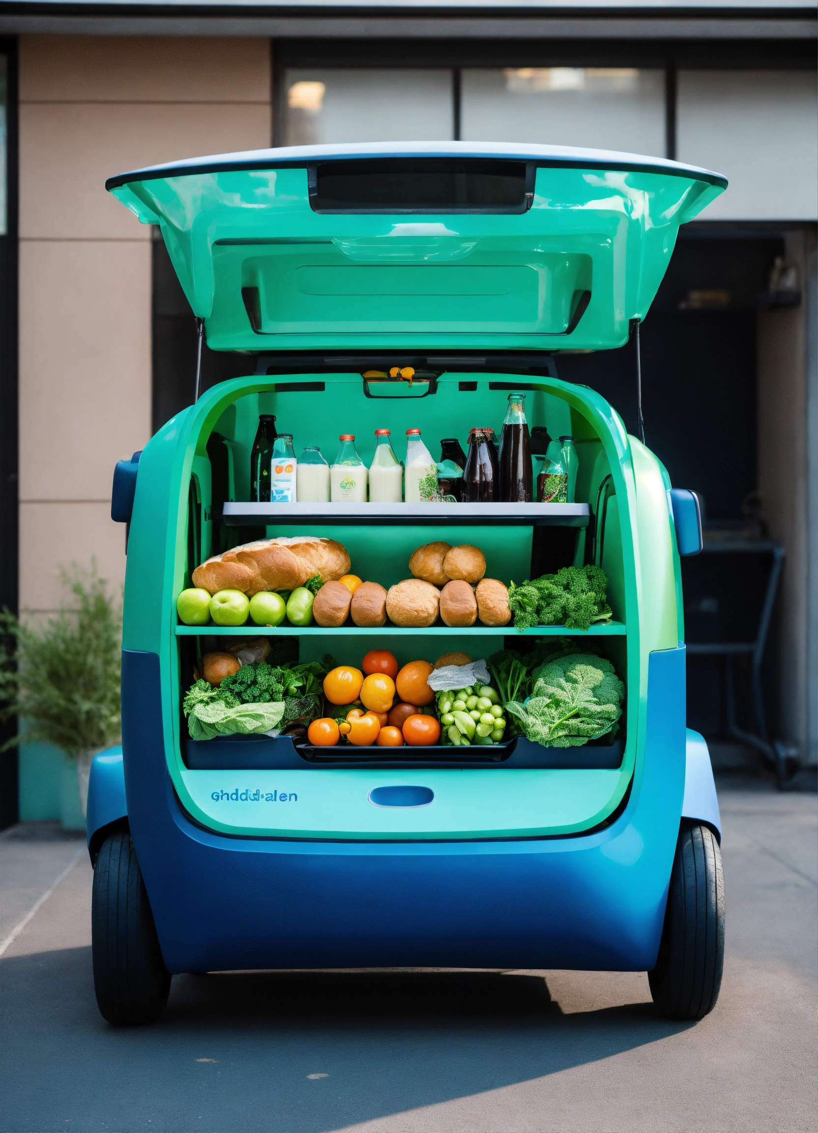 Lexica - Autonomous Grocery delivery vehicle , grocery bags inside with ...