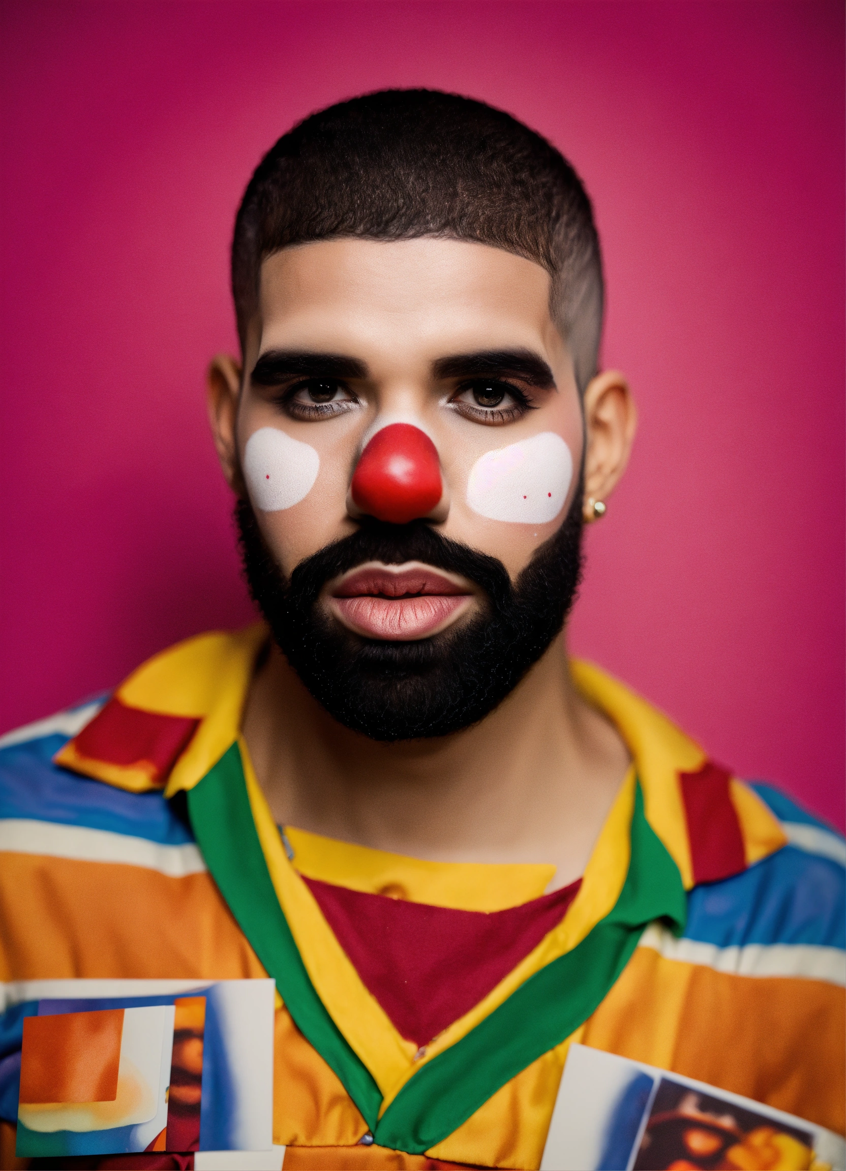 Lexica - Birthday card, drake clown makeup, photography,
