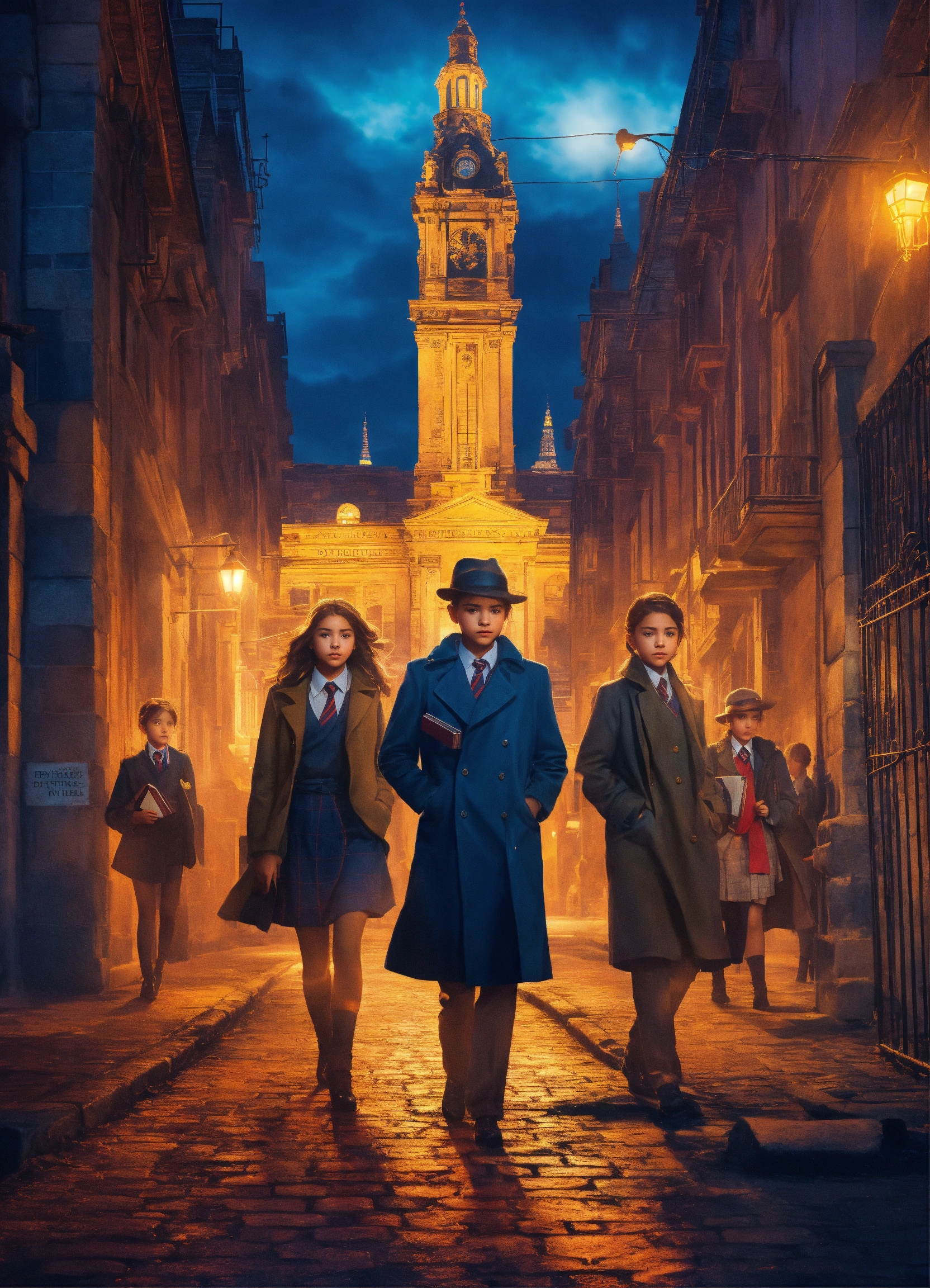 Lexica - Estilo portada de película de detectives, cinco estudiantes de ...
