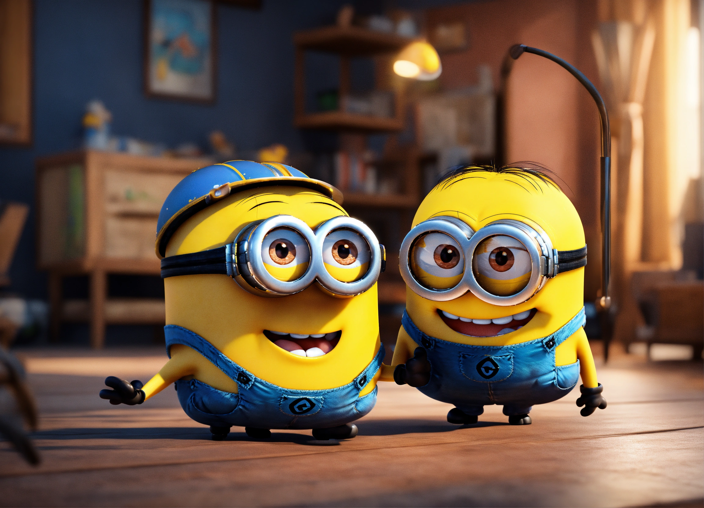 Lexica - Cute and happy minion, unreal engine render, 8k