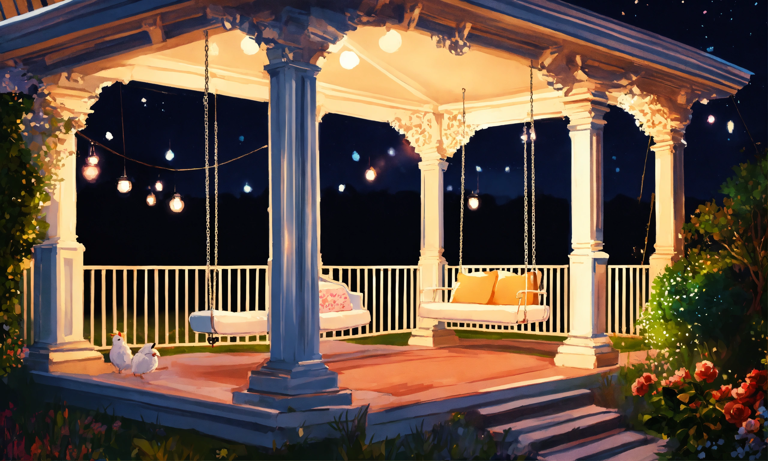 Lexica - Epic shot of a ultra detailed Veranda with white railings and ...