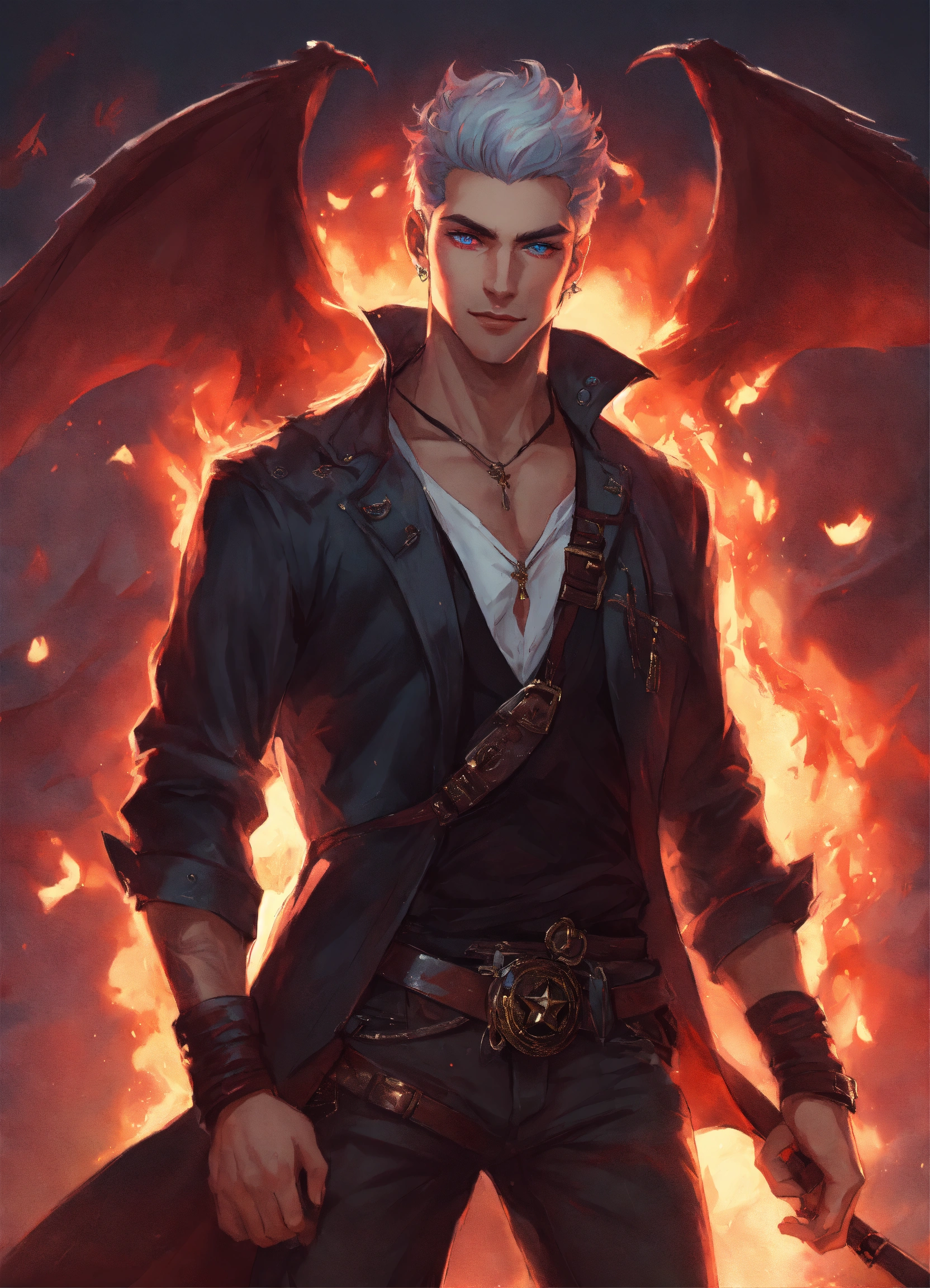 Lexica - A handsome rockstar type guy with heterochromia possessed by a ...