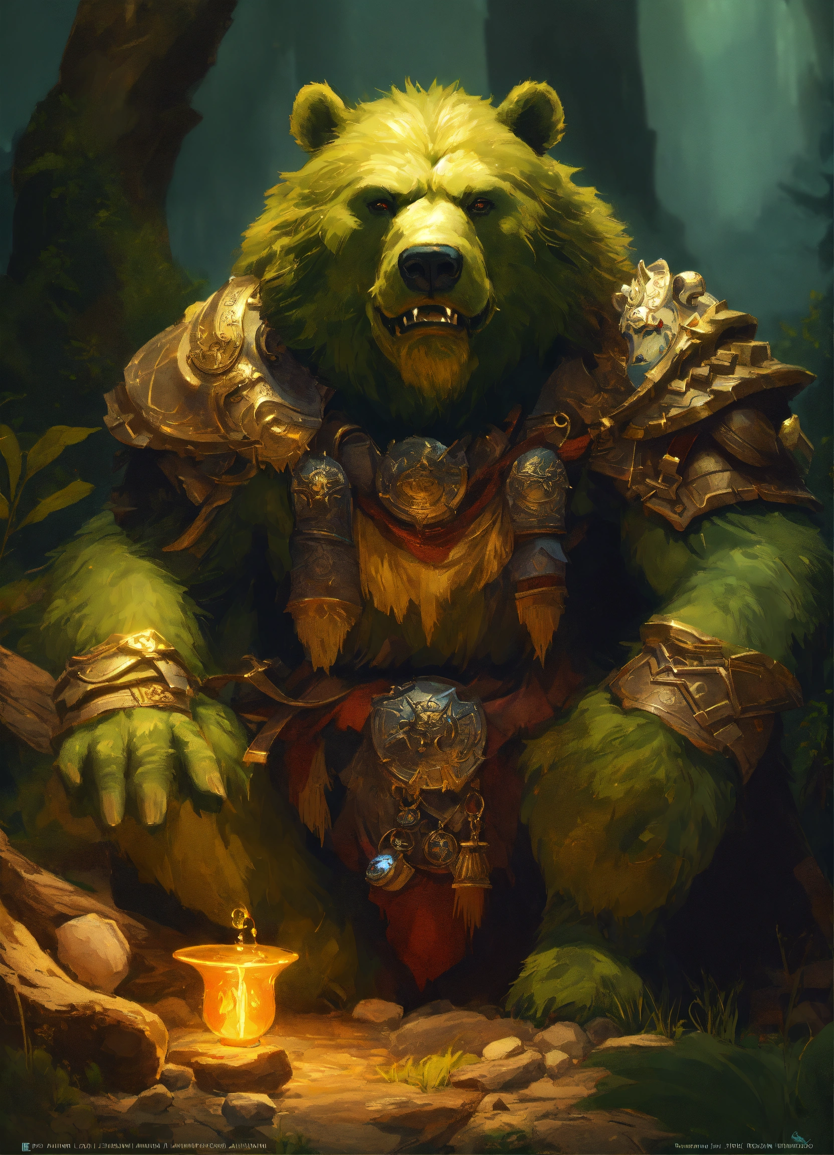 Lexica - Depic professional digital art of orc bear druid, radiant gold ...