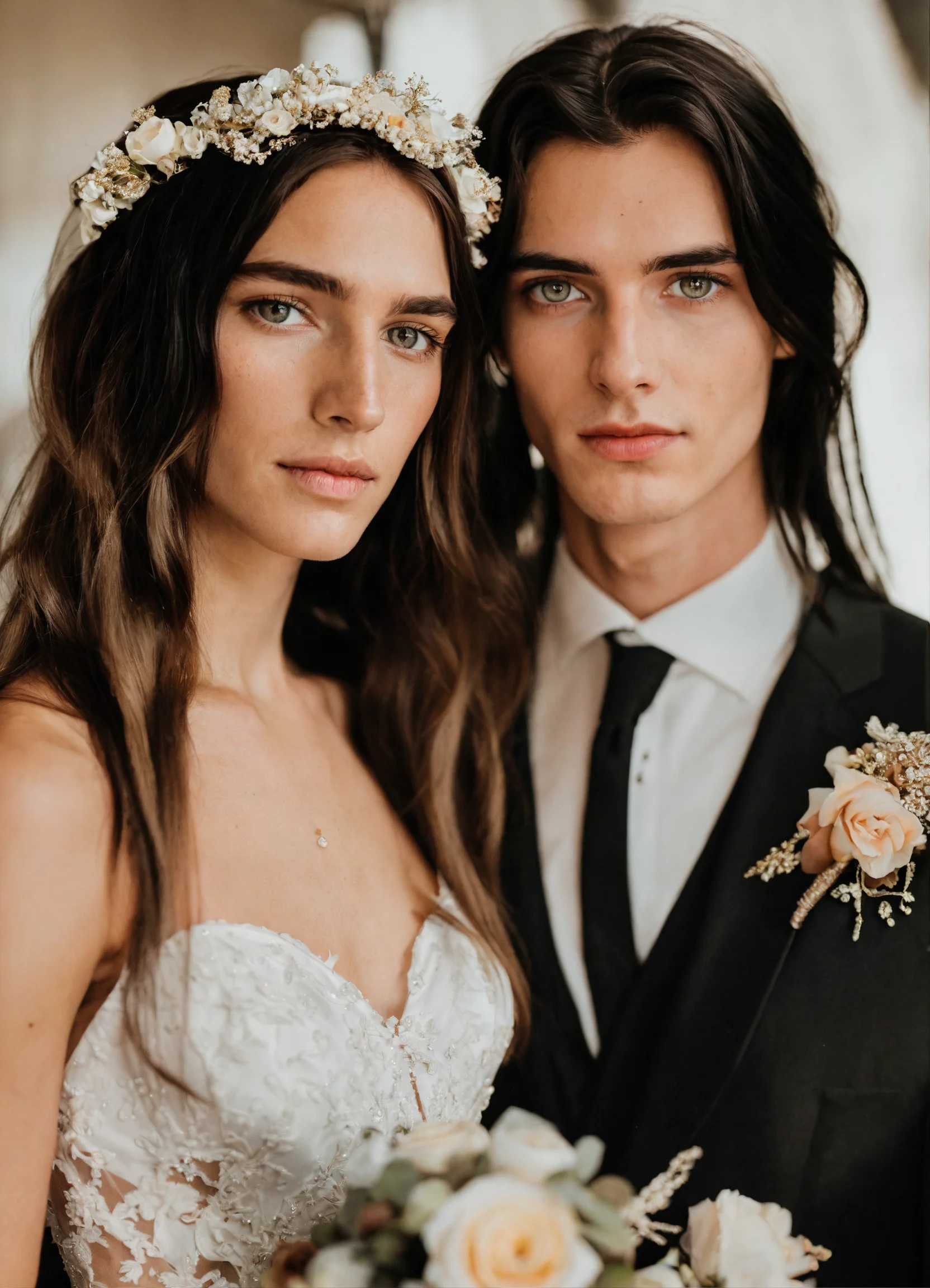 Lexica - Androgynous male with long light brown hair and hazel eyes ...