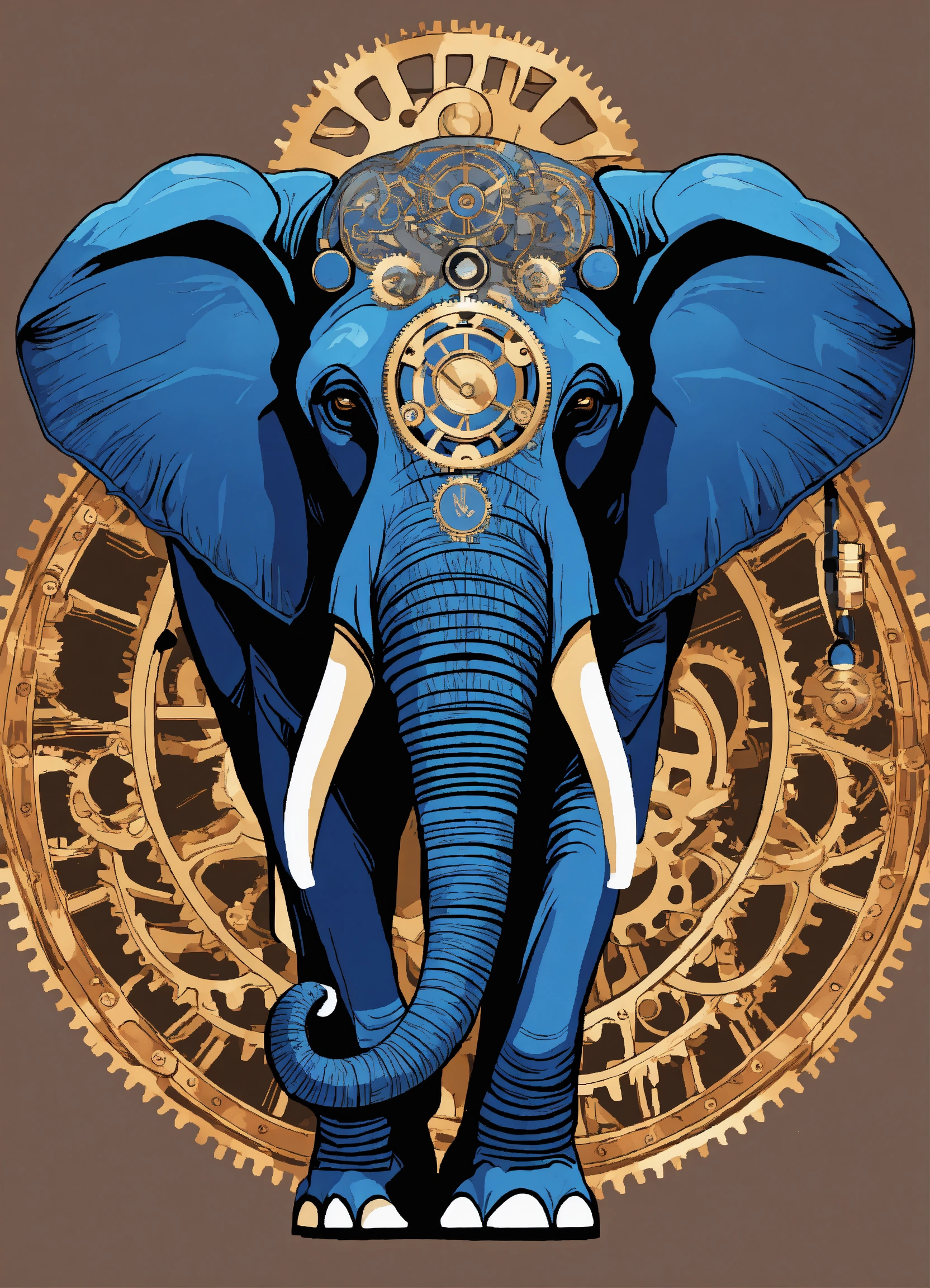Lexica - Portrait of an hindu elephant, steampunk, indigo blue ...