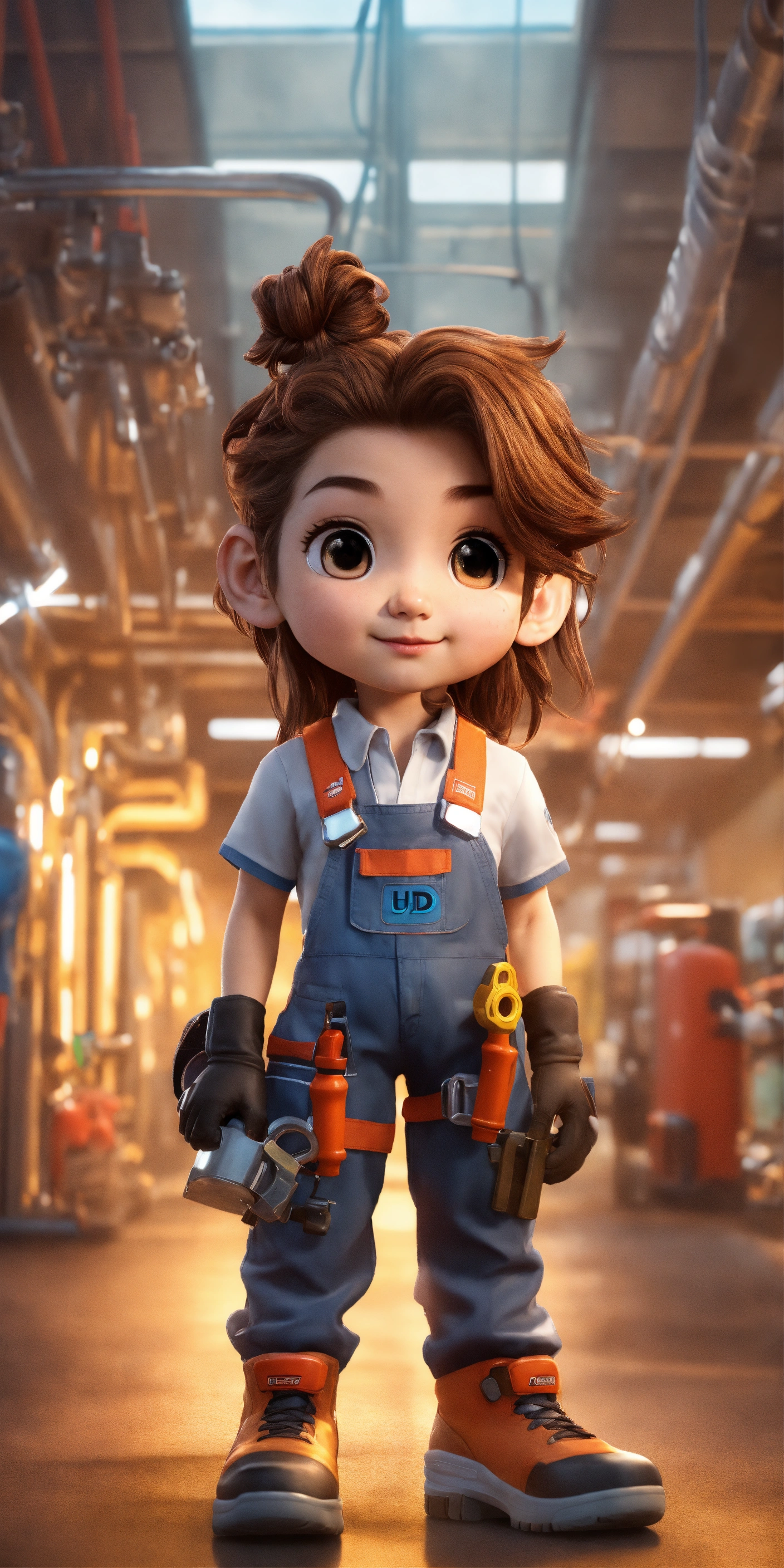 Lexica - Full-body 4D photographic image dressed as a mechanic, holding ...