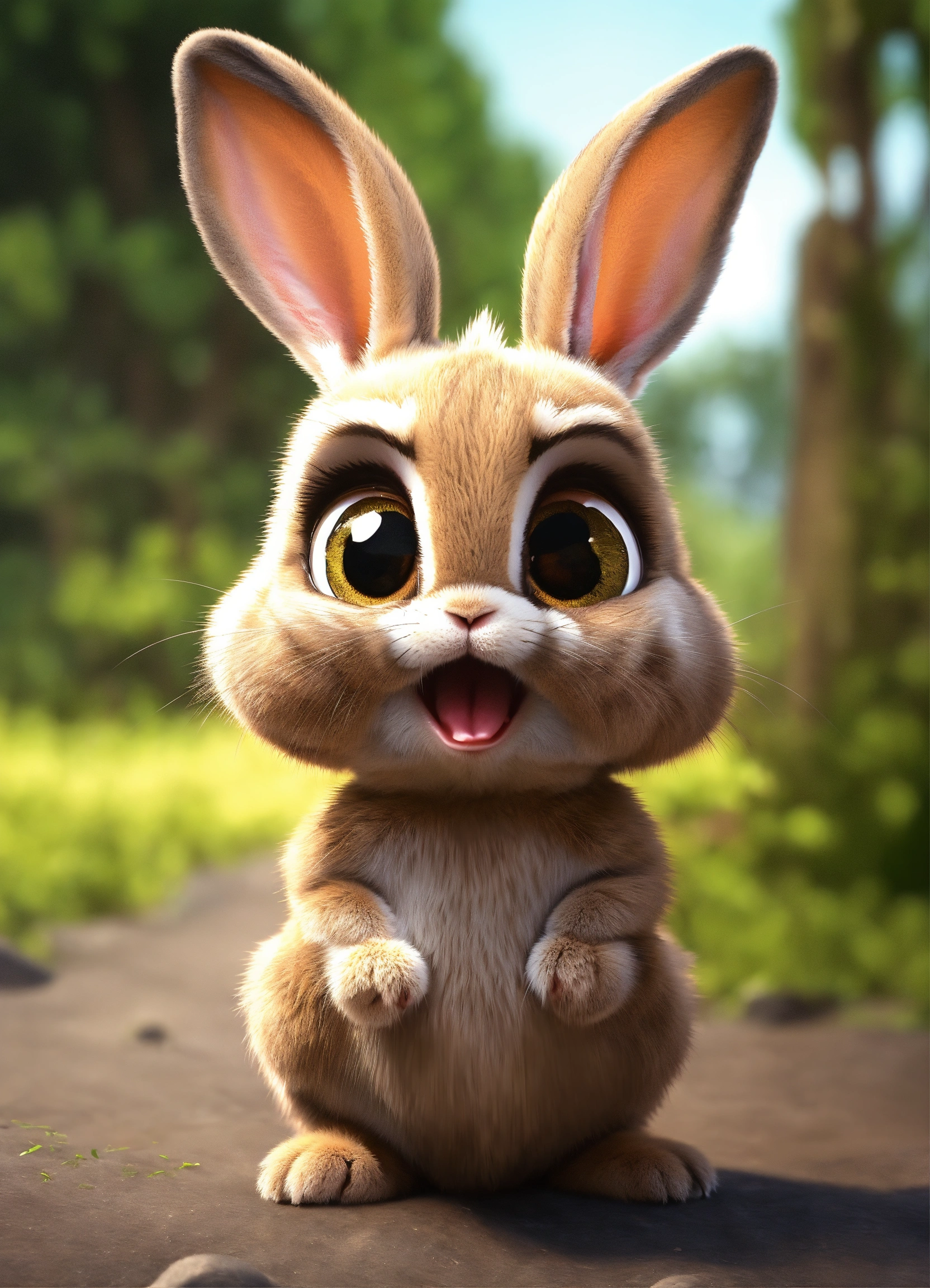 Lexica - A angry baby rabbit with big eyes, animated, cartoon, unreal.