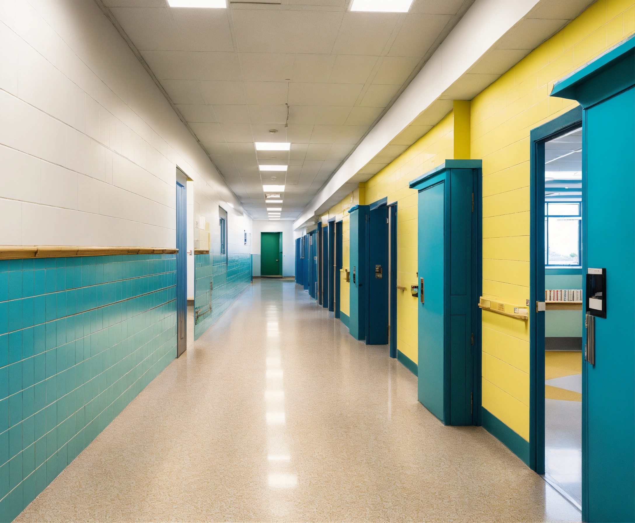 Lexica - A school wide corridor with large,Smooth white walls with a ...