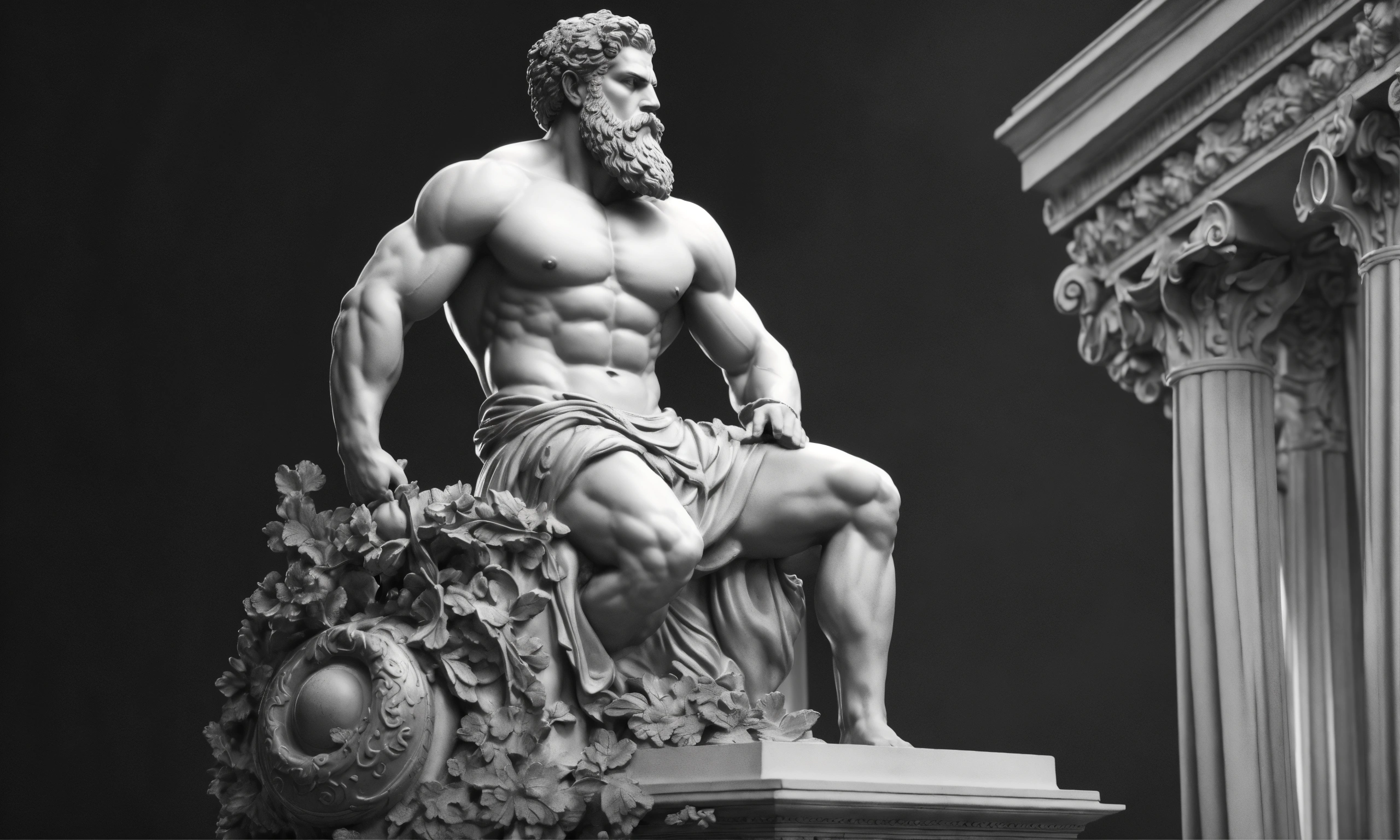 Lexica - Greek statue strong man standing with aggressive beard ...