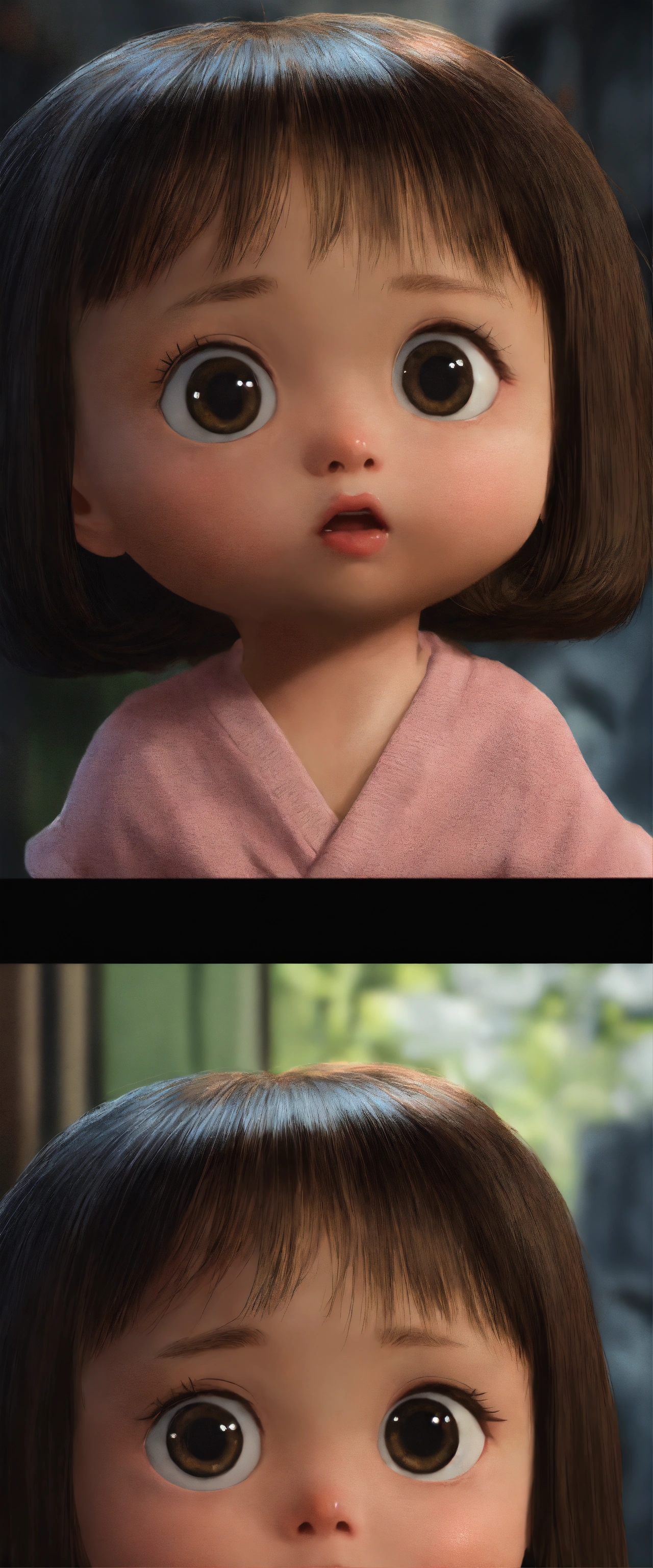 Lexica - The Grudge as a cute baby, cartoon effect, very big eyes. More ...