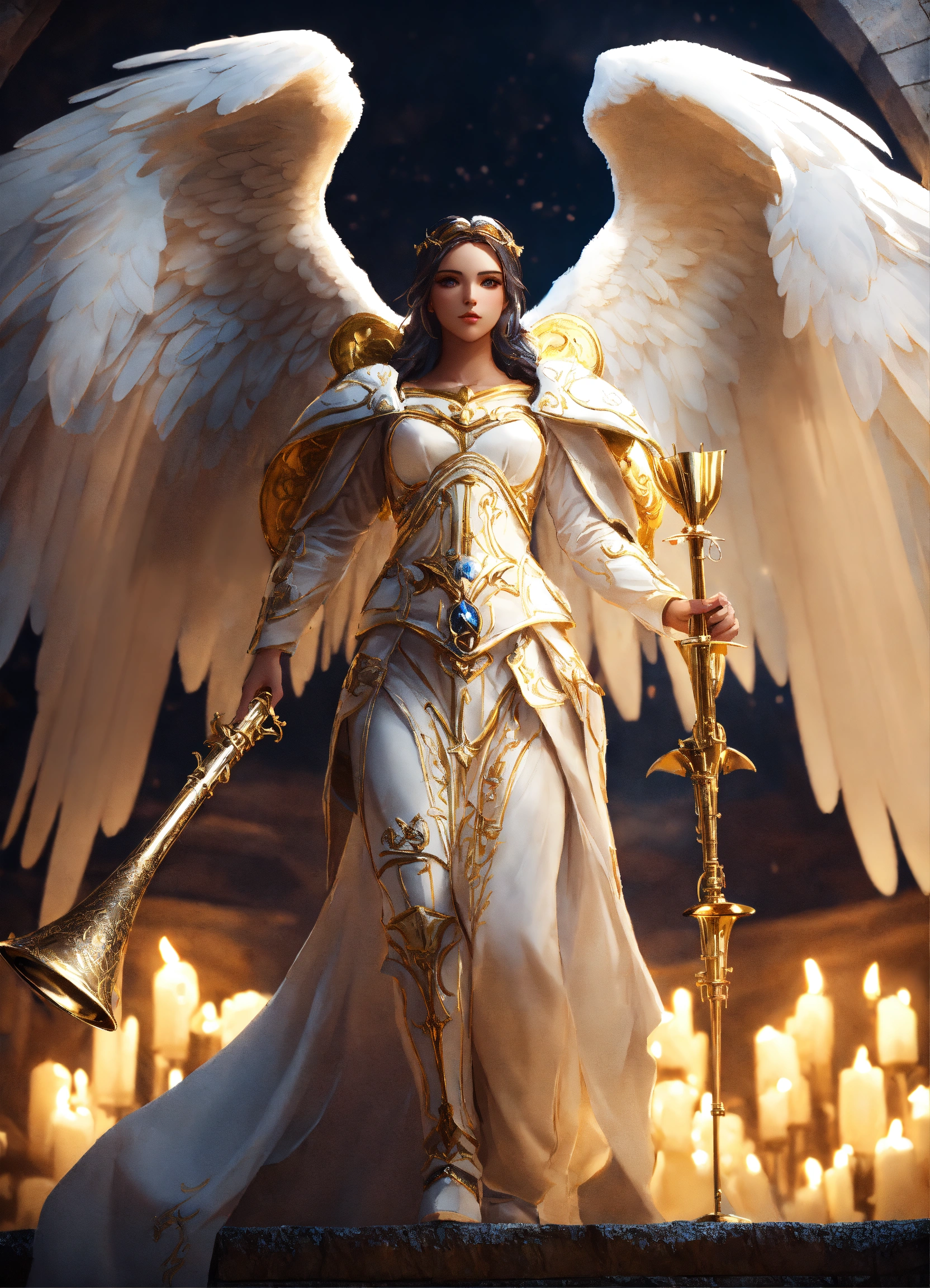Lexica - Create a beautiful archangel gabriel with white wings, a lily ...