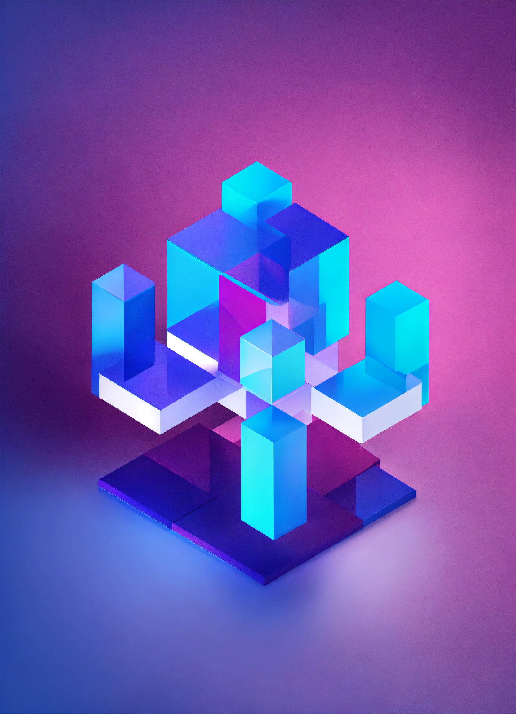 Lexica - Isometric shape, retangular 3D cross shape, a blue purple ...