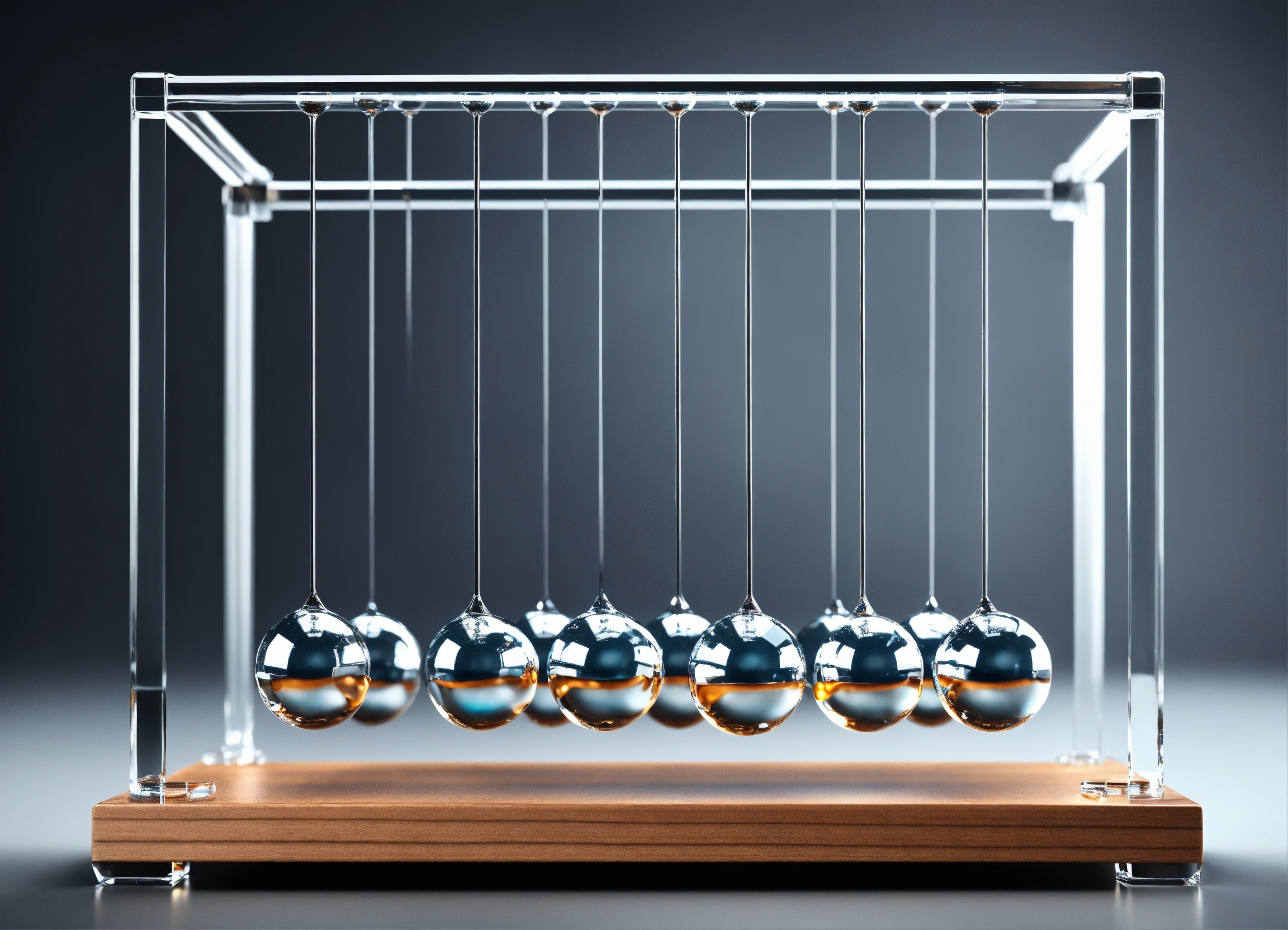 Lexica - Newtons cradle, five crystal clear transparent bouncing balls ...