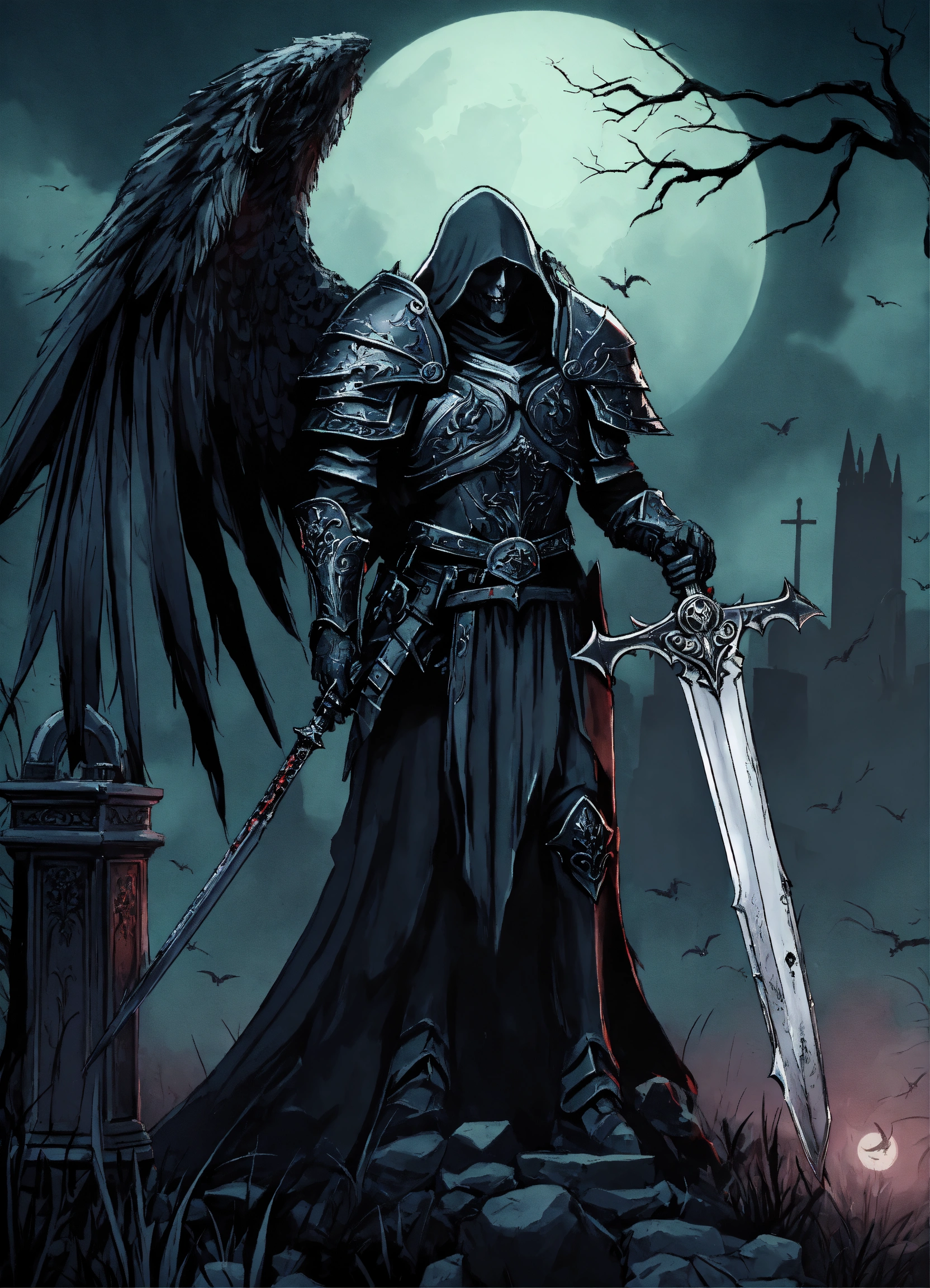 Lexica - Angel Slayer, cartoonish style illustration digital art, dark ...