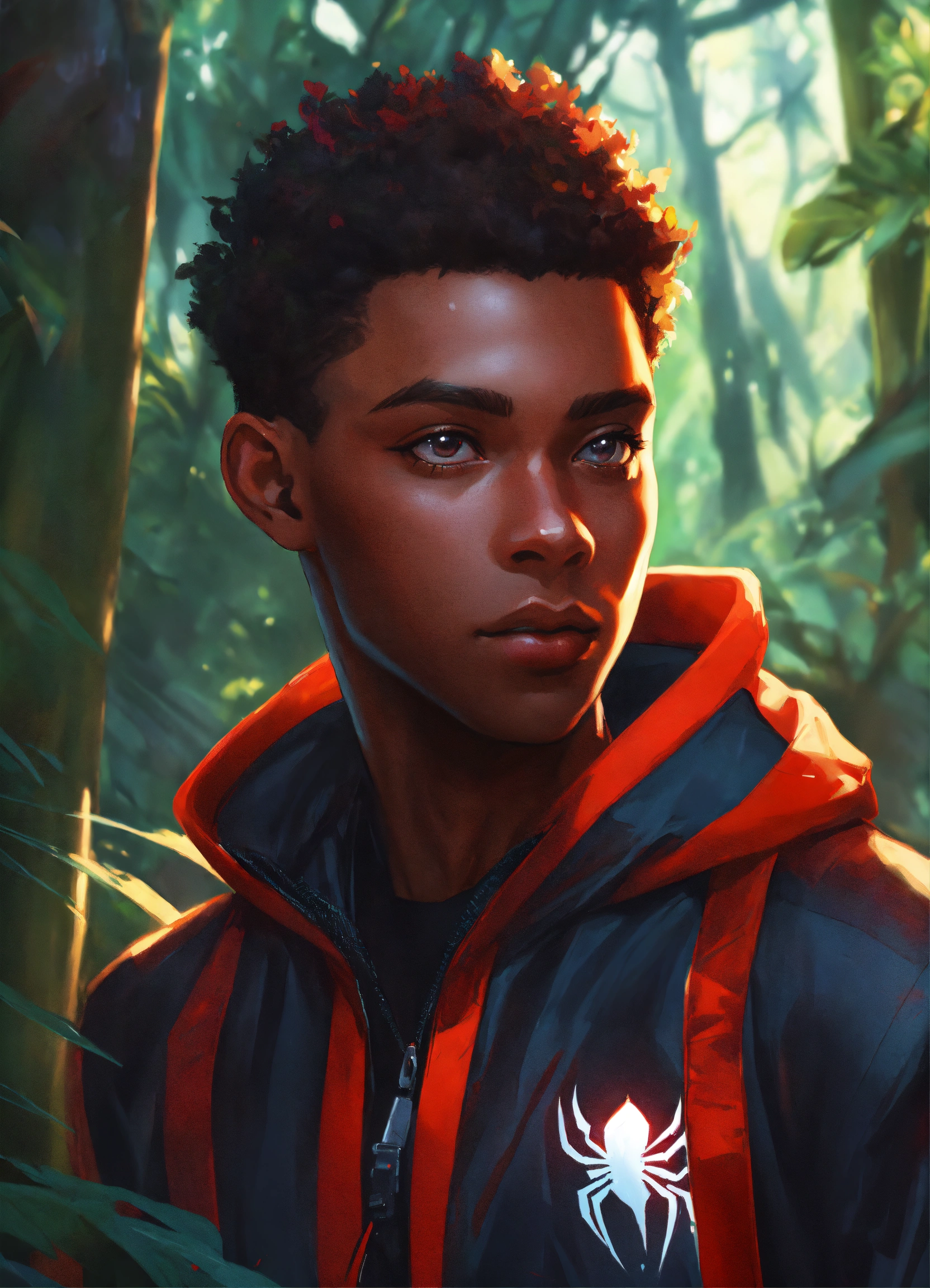 Lexica - Anime version of miles morales visual magical forest, stunning ...