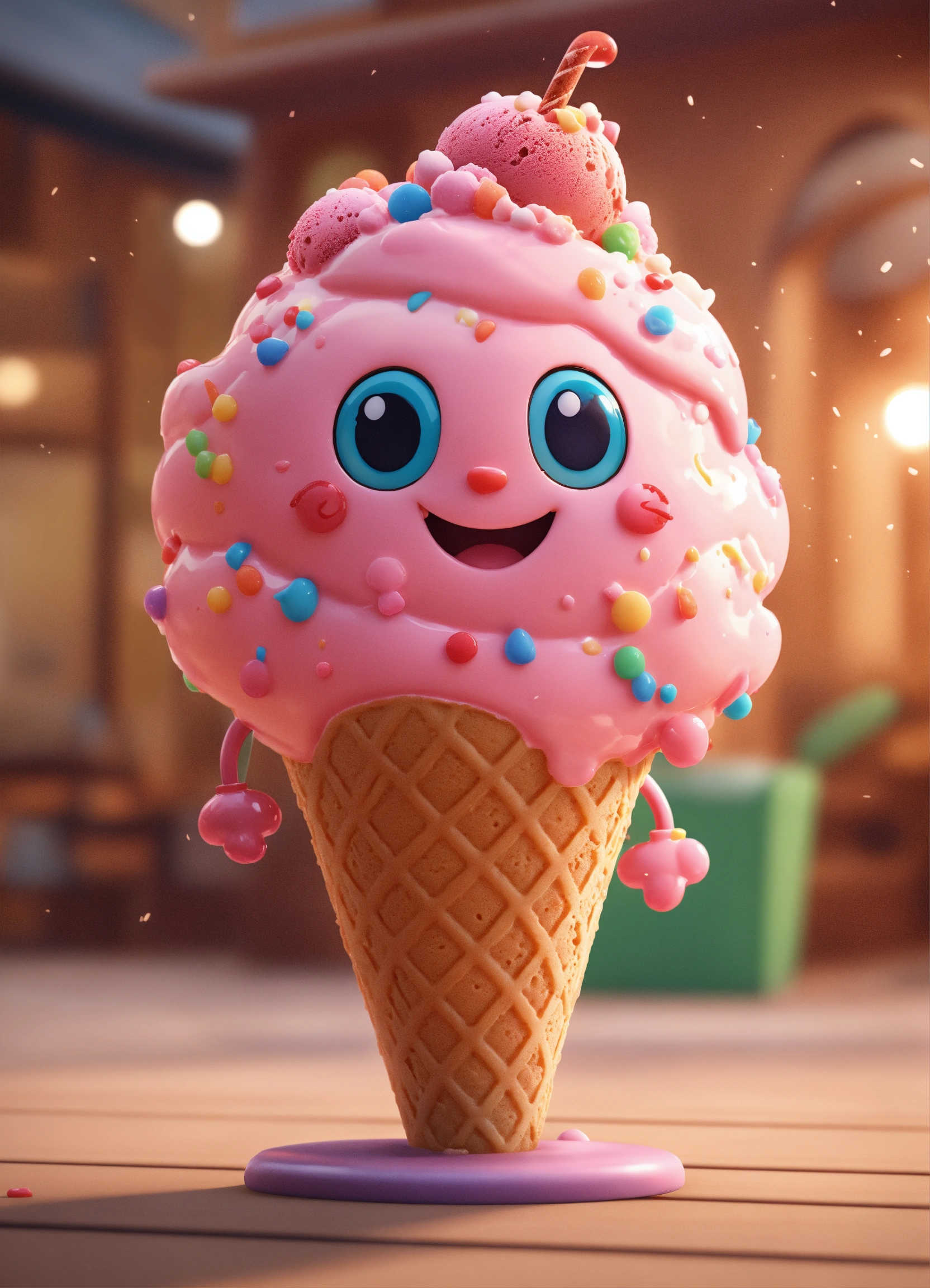 Lexica - Cartoon character a cute ice cream with arms hands and legs ...