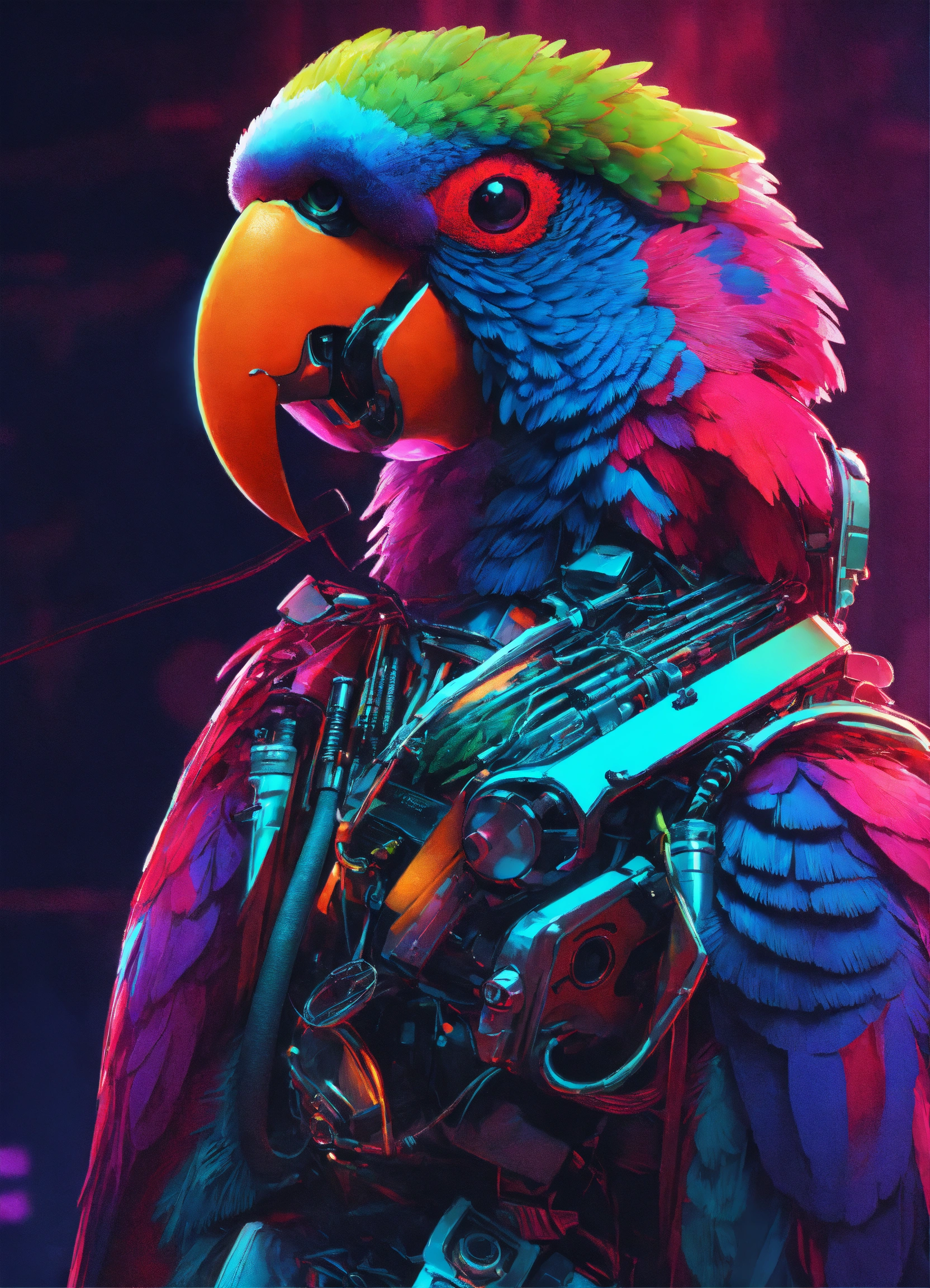 Lexica - In the style of surrealism, fine details. Cybernetic parrot ...