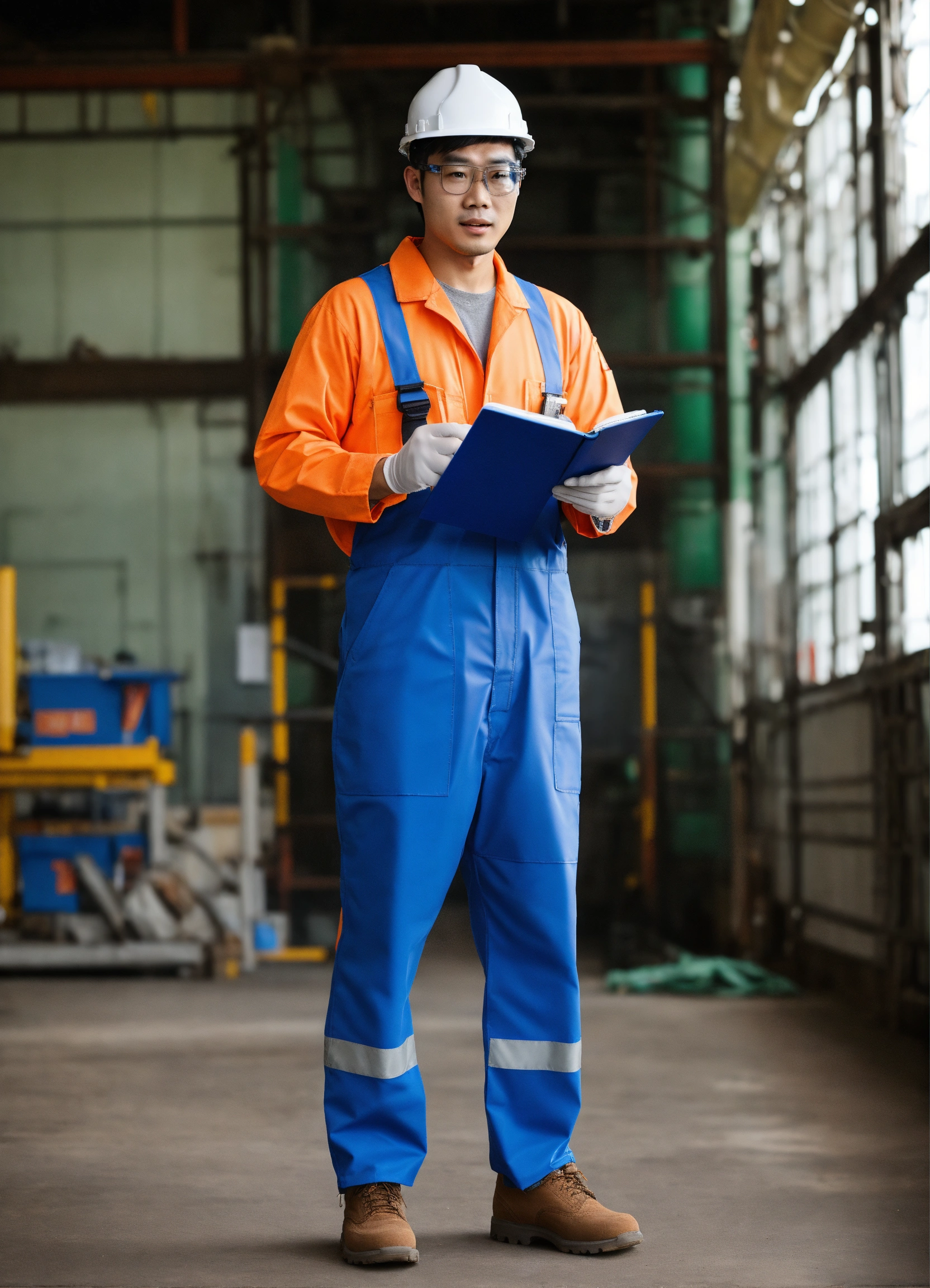 Lexica - Full body image of Asian male wearing engineering coverall ...