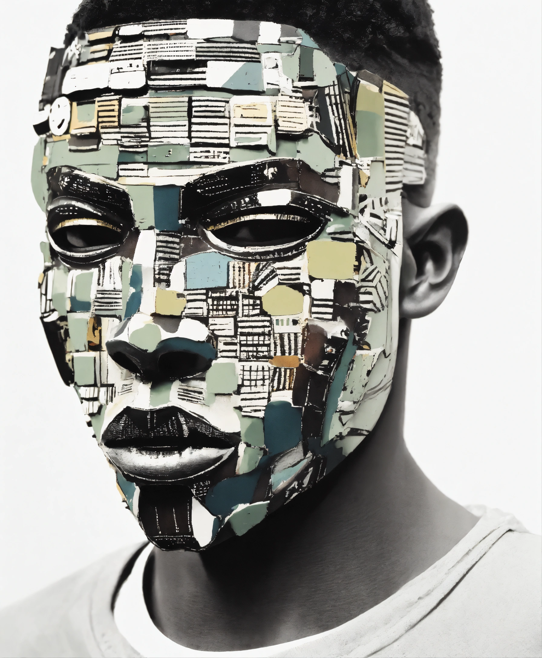 Lexica - African tribal mask robot collage style abstract edgy ...