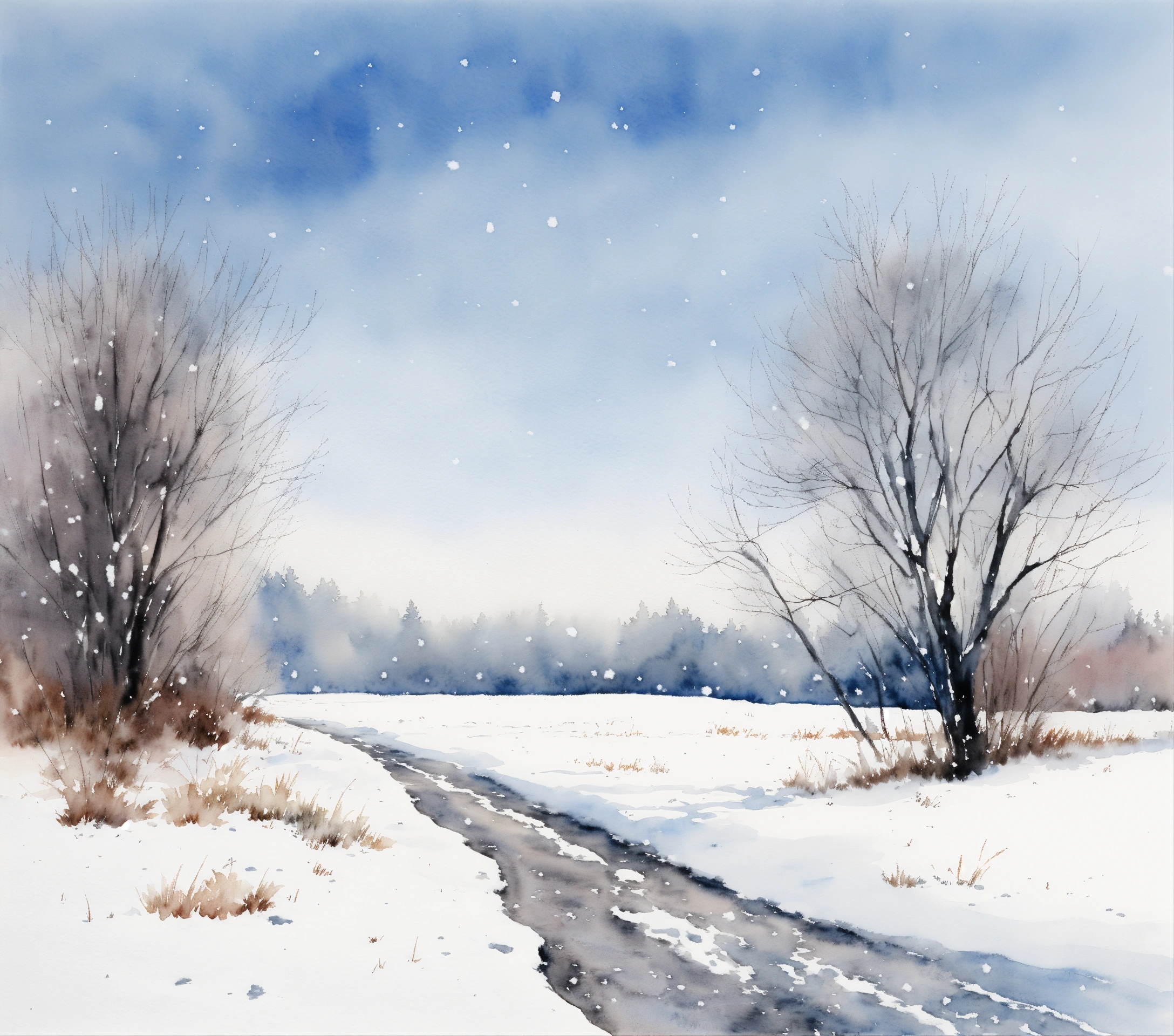 Lexica - Very minimal landscape of clean white snow on the ground, with ...