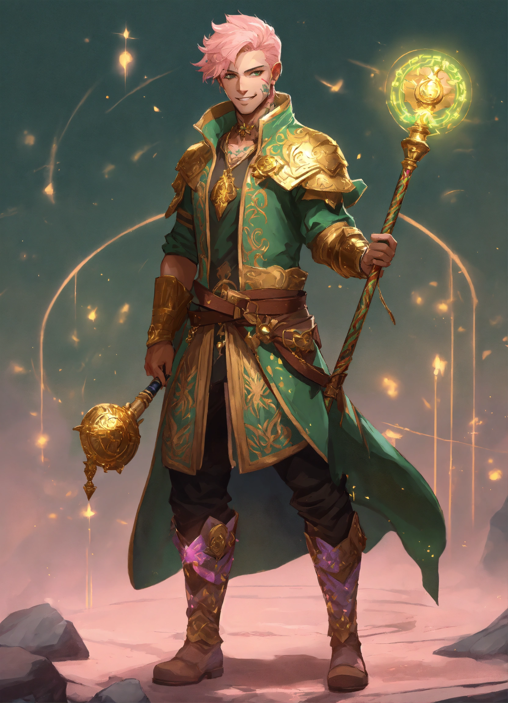 Lexica - Male Halfelf, pathfinder art style. Full body Muscular, smirk ...