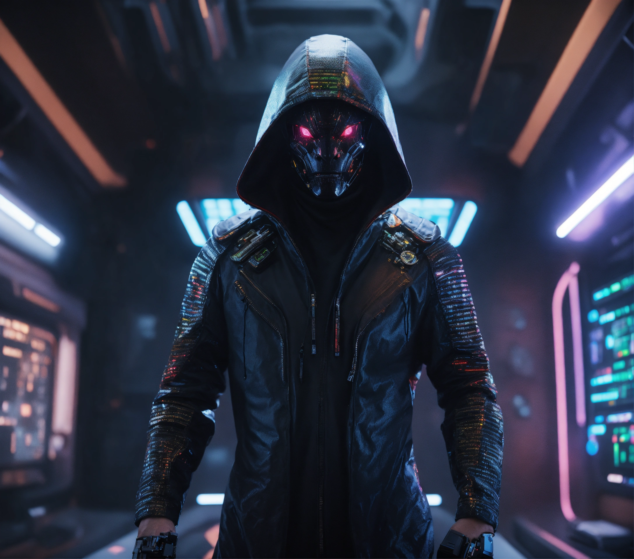 Lexica - Male alien mutant half cyborg half monster hacker wearing a ...