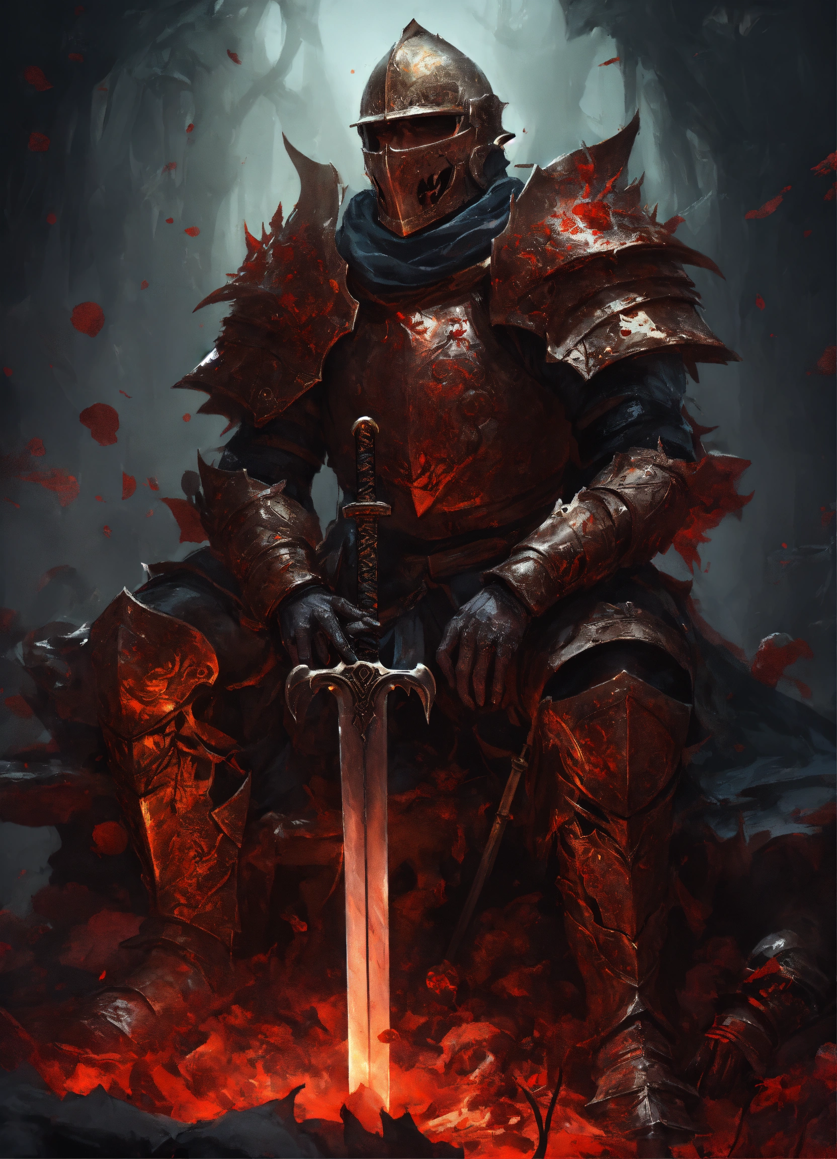 Lexica - Genre abstract. A knight dressed in armor sits on a pile of ...