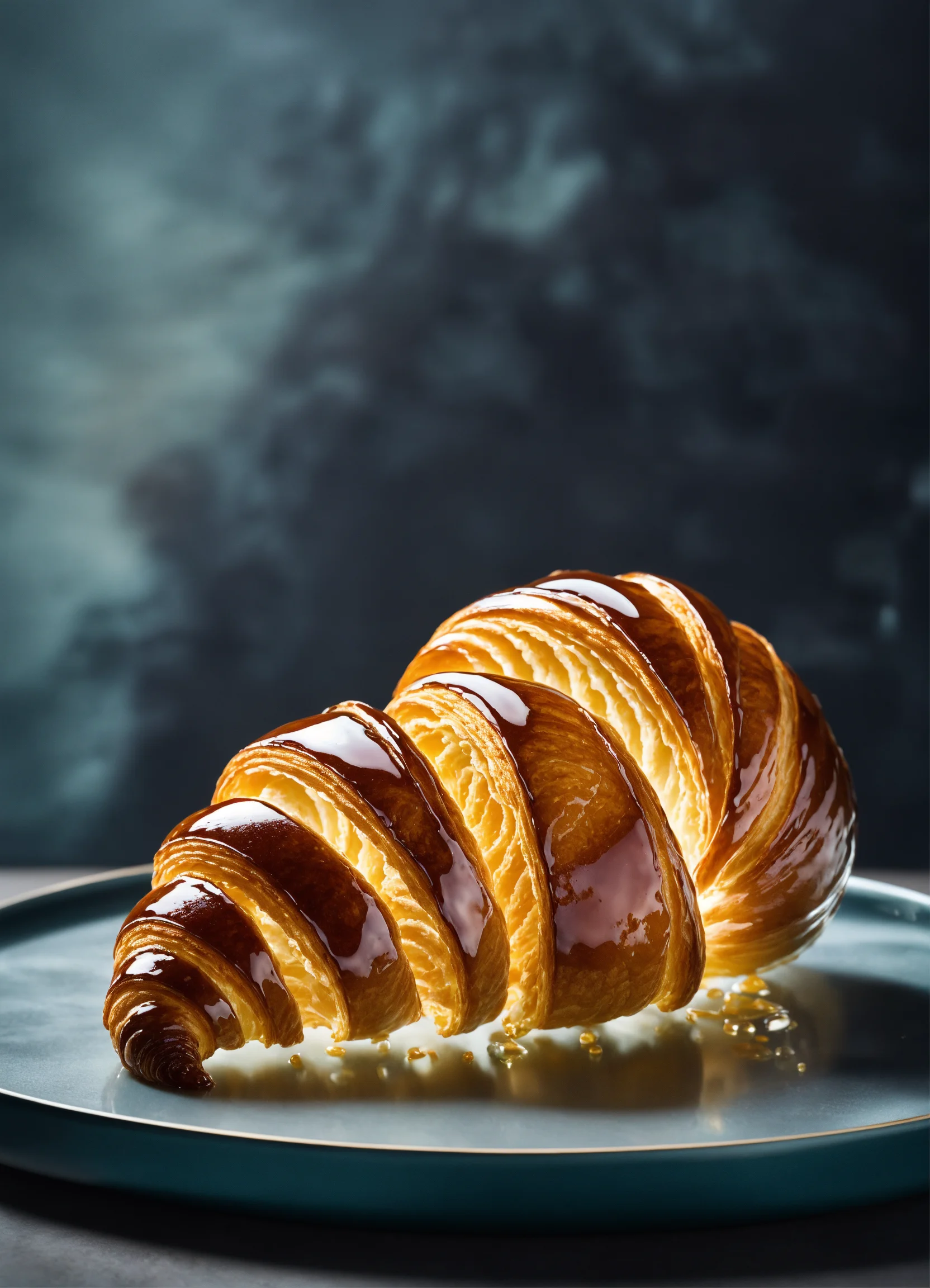 Lexica - Minimal, still, pastry butter croissant made out of glass with ...