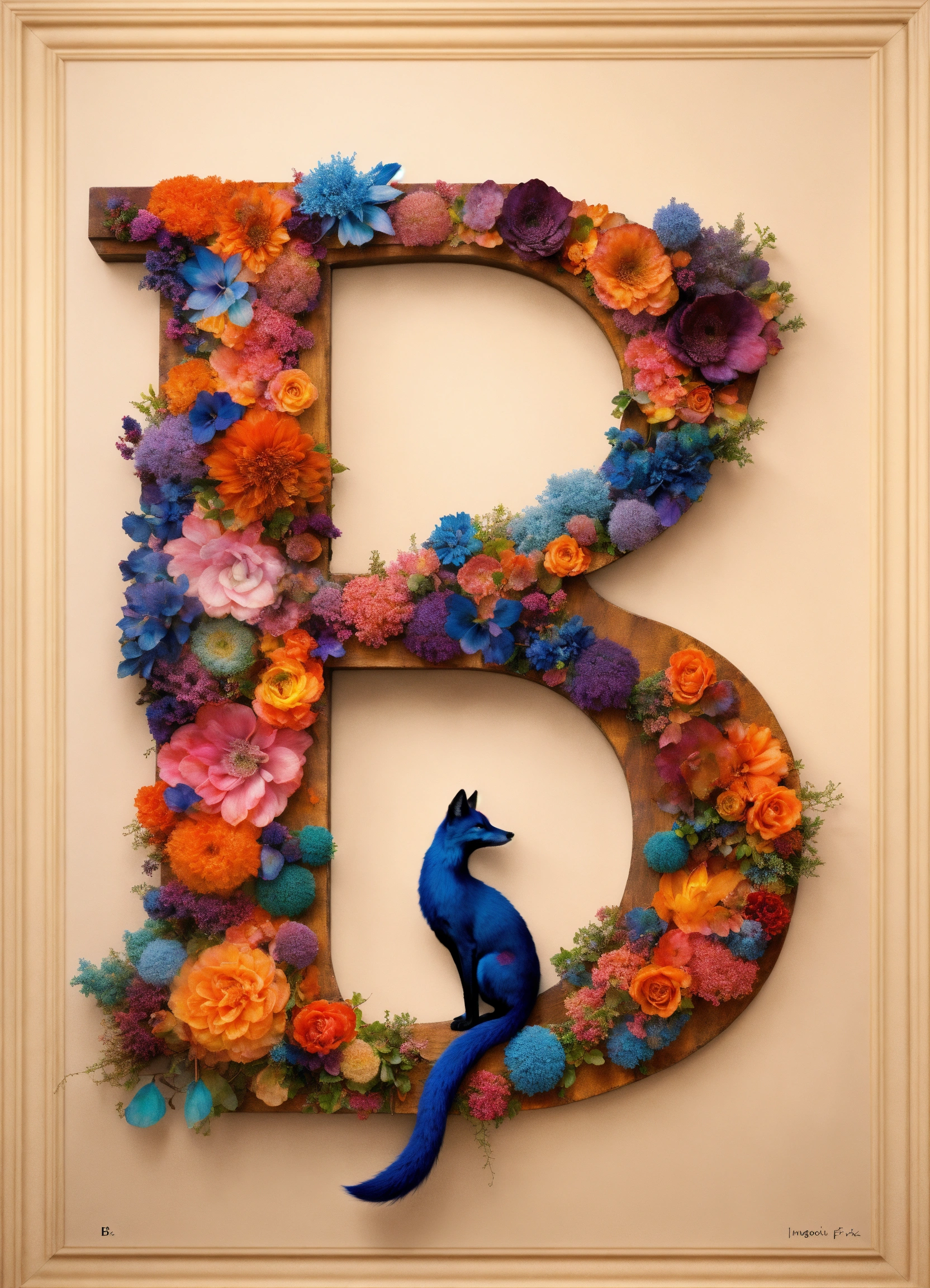 Lexica - Indigo fox inside the capital letter B, conceptual art ...