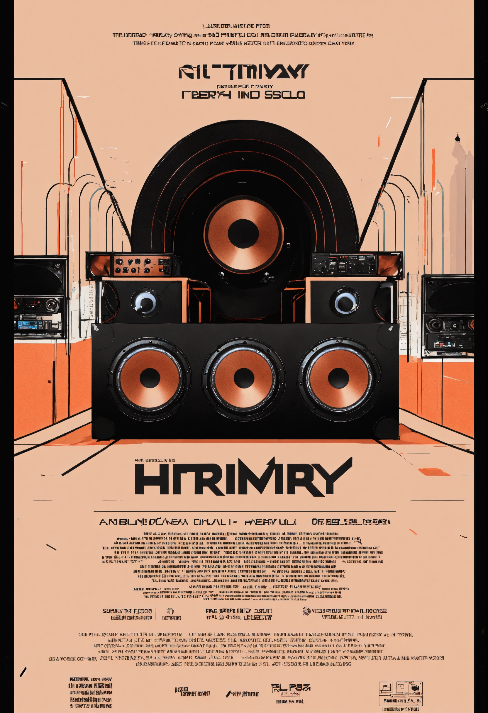 Lexica - Hardtechno party poster with 3 flowing subwoofers and deep ...