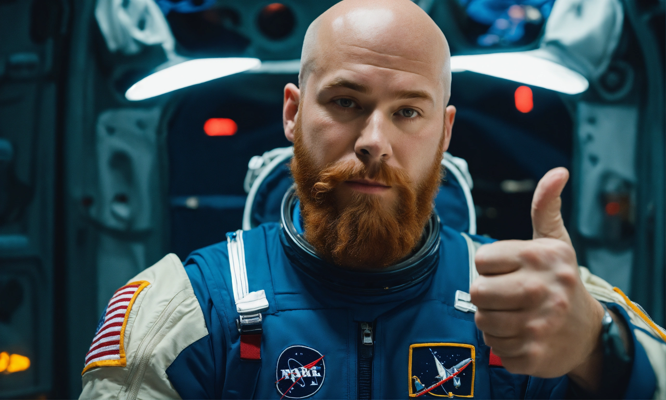 Lexica - Averege man with ginger beard and hair in astronaut suit ...