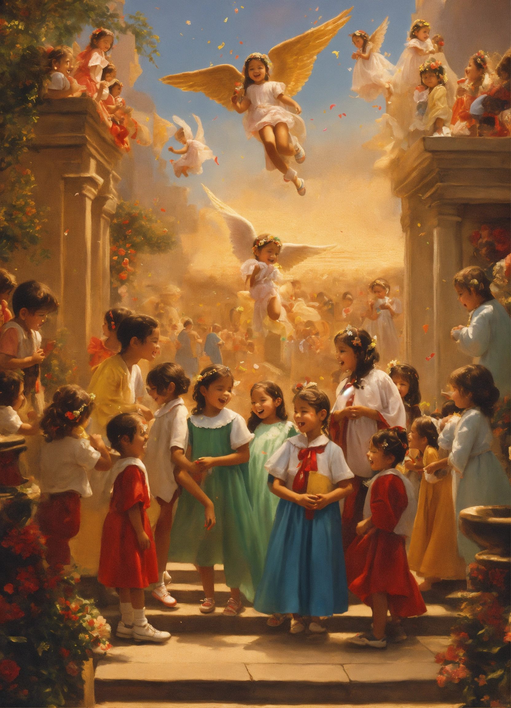Lexica - Niños y niñas festejando el Día de los Angelitos heaven