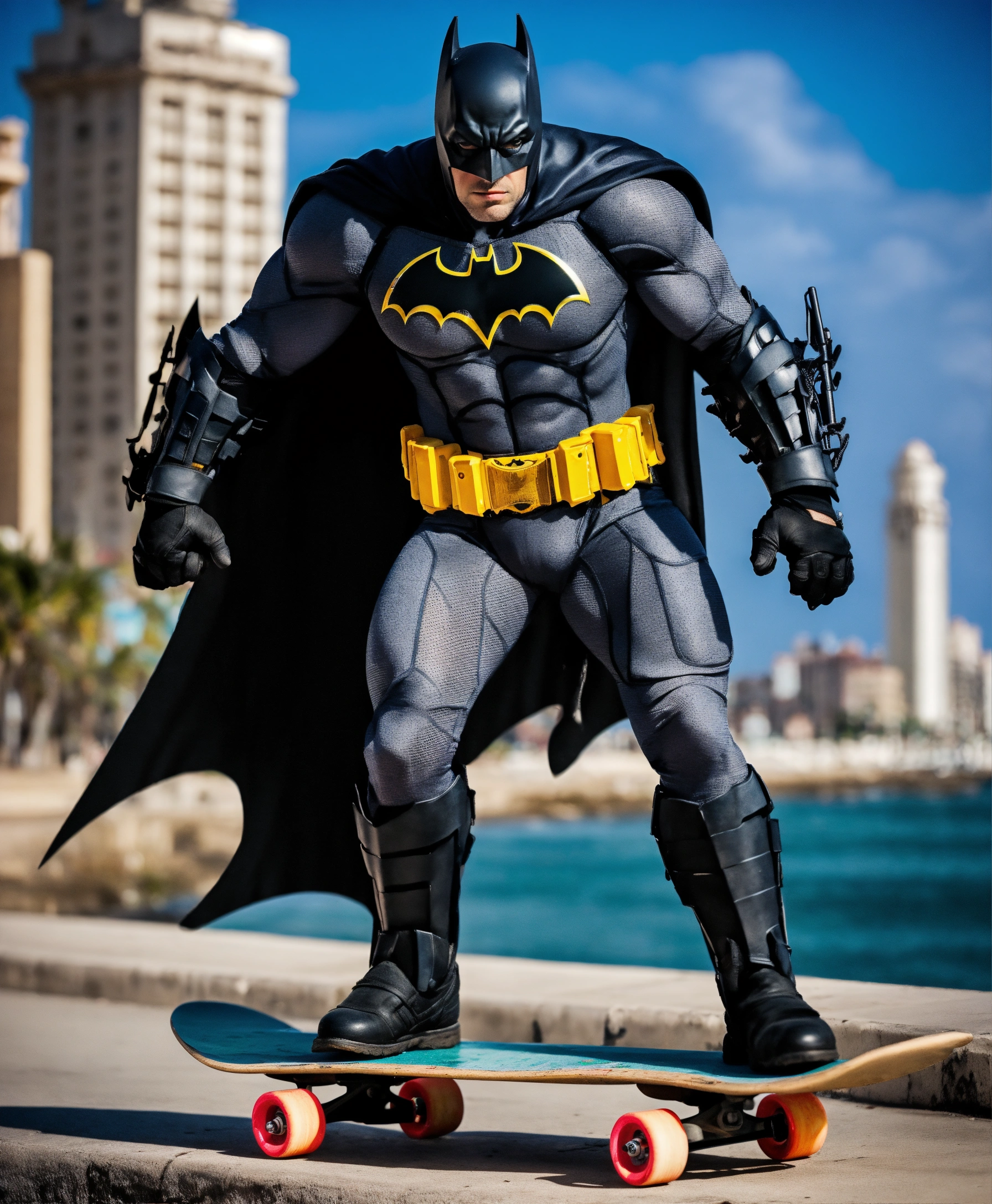 Lexica - Batman con su skateboard por el malecon de La Habana, estilo ...