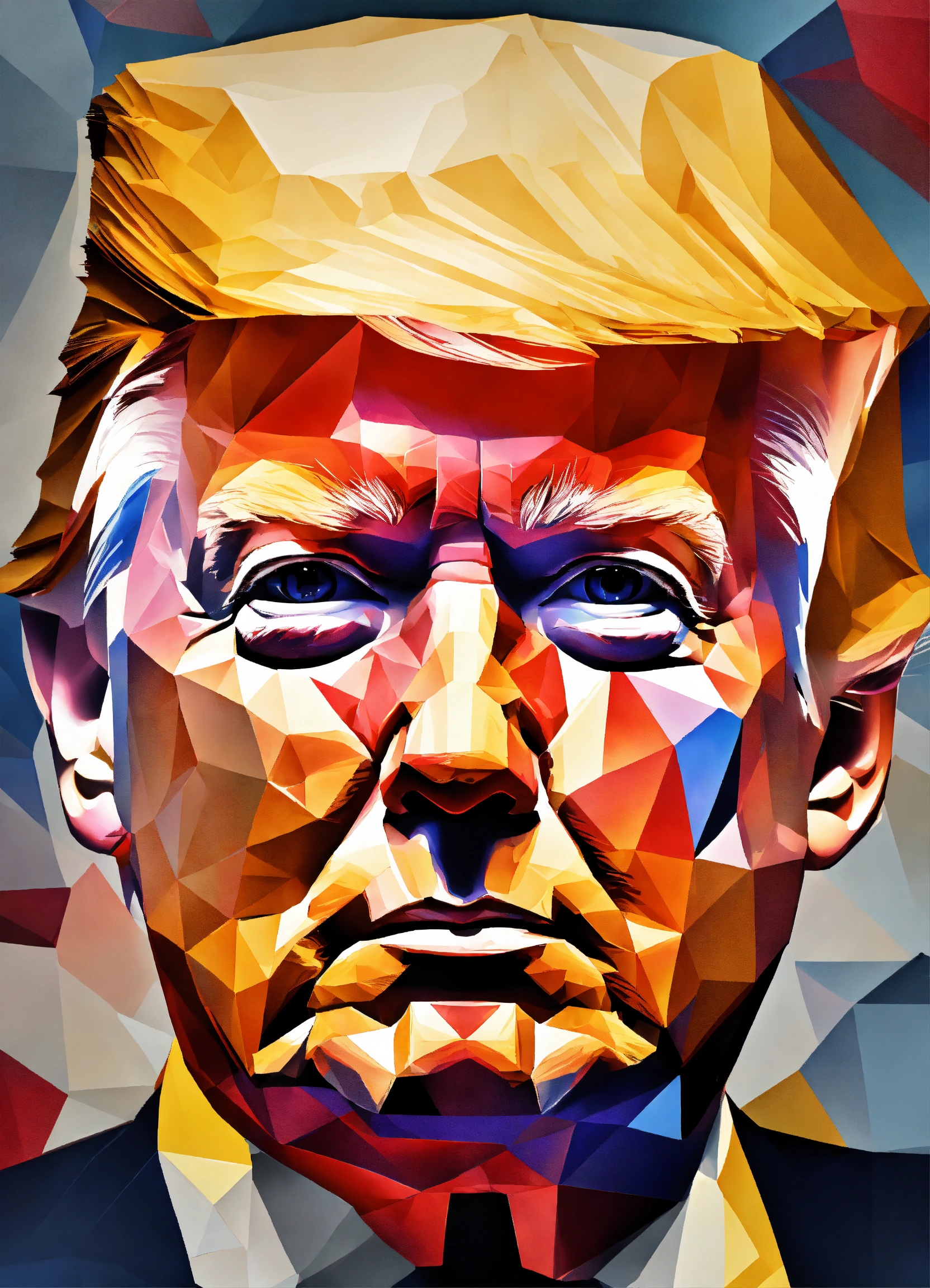 Lexica - Portrait ofdonald trump verry abstract poligon style 3d