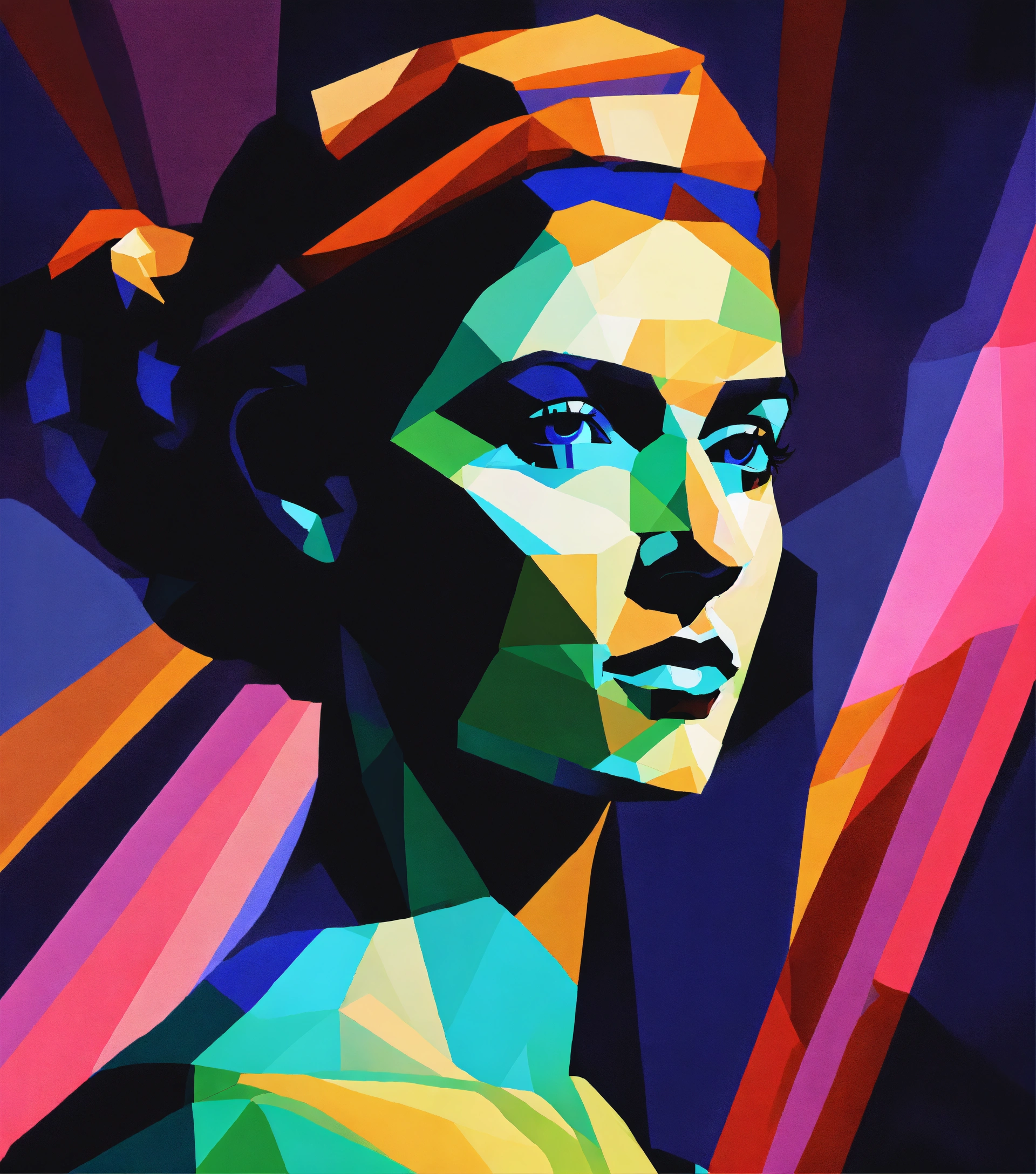 Lexica - Simplified abstract illustration of close up portrait of ...