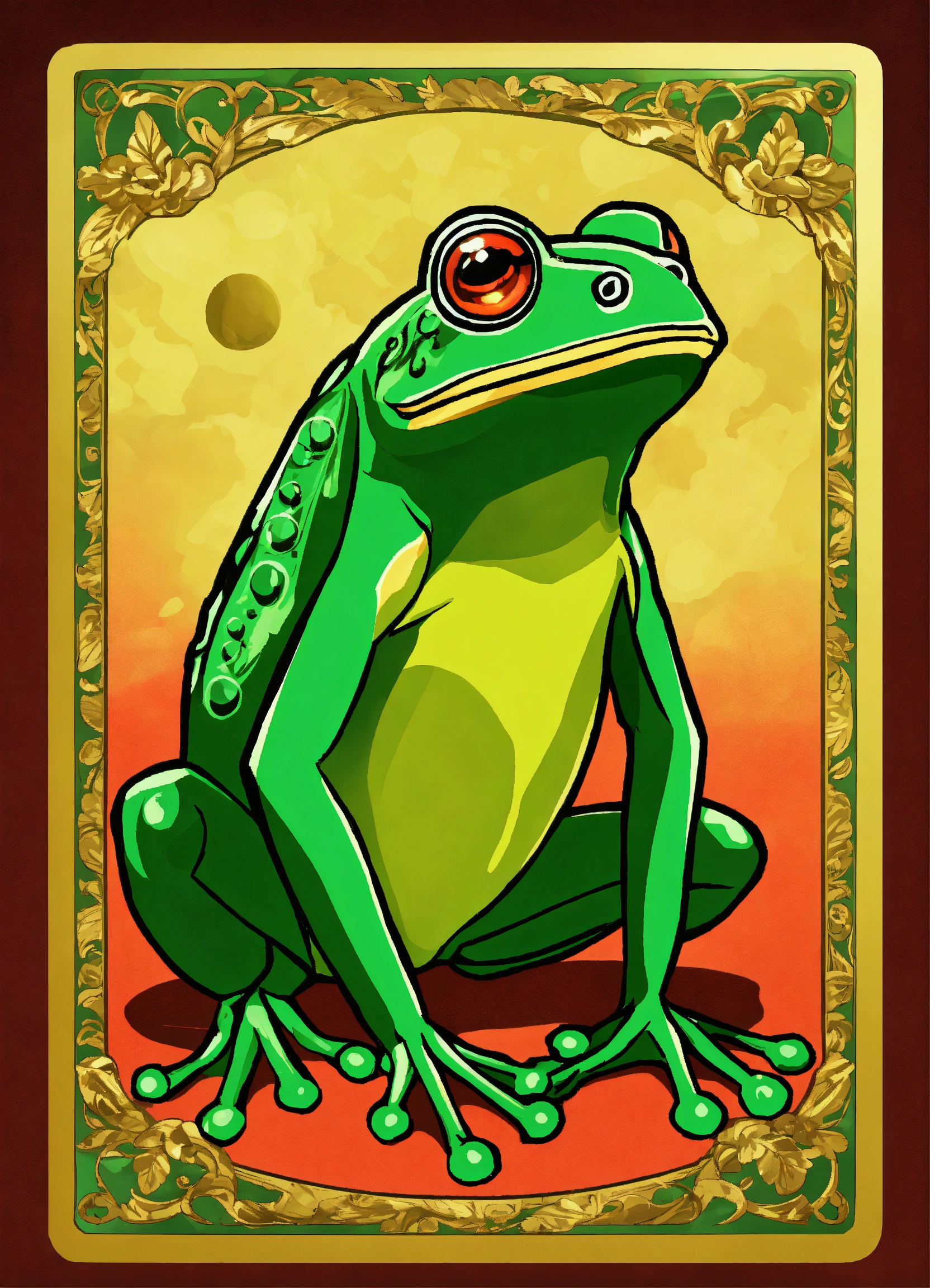 Lexica - A green frog , based on the card "la rana" of the mexican ...
