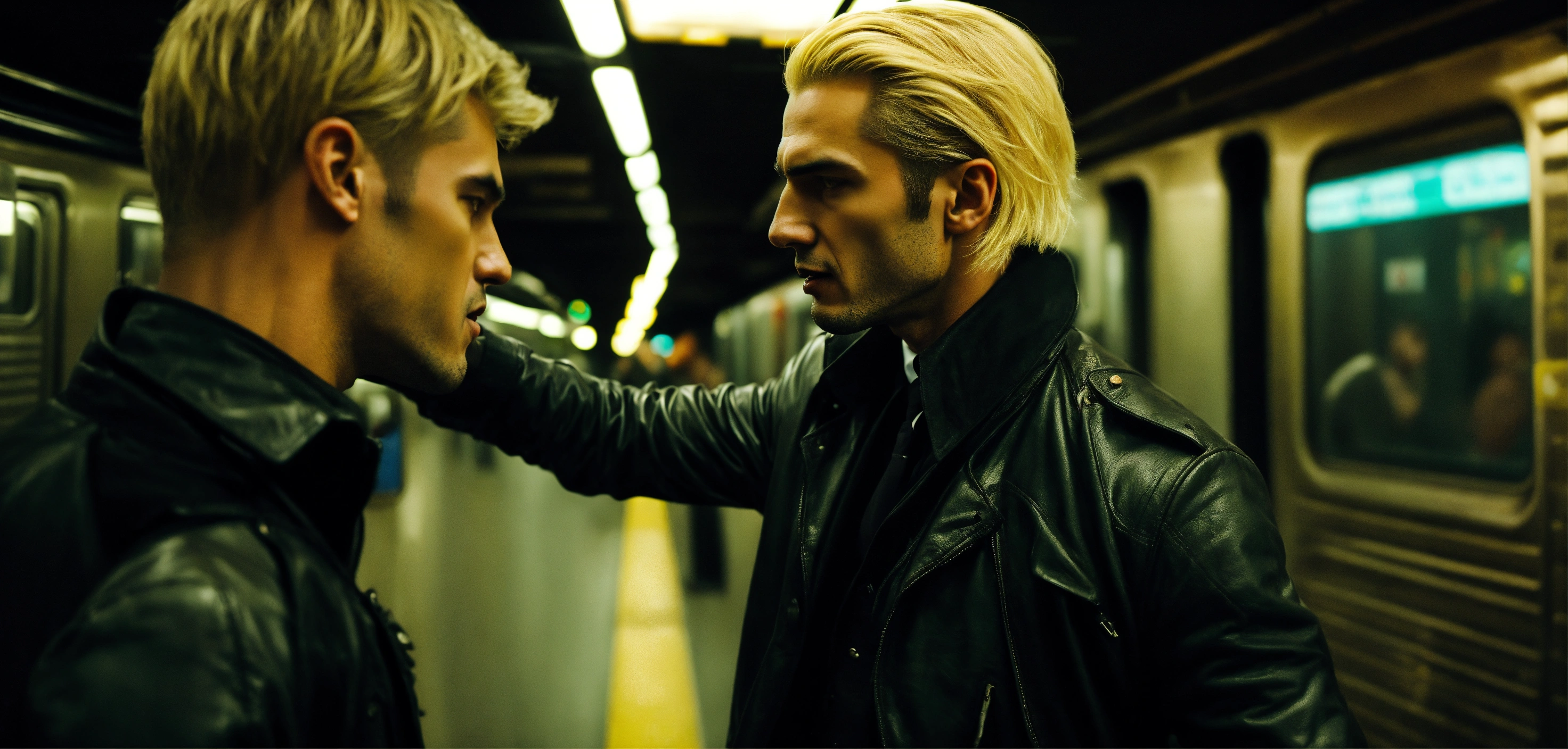 Lexica - Cinematic look, two male vampires fighting in new york black ...