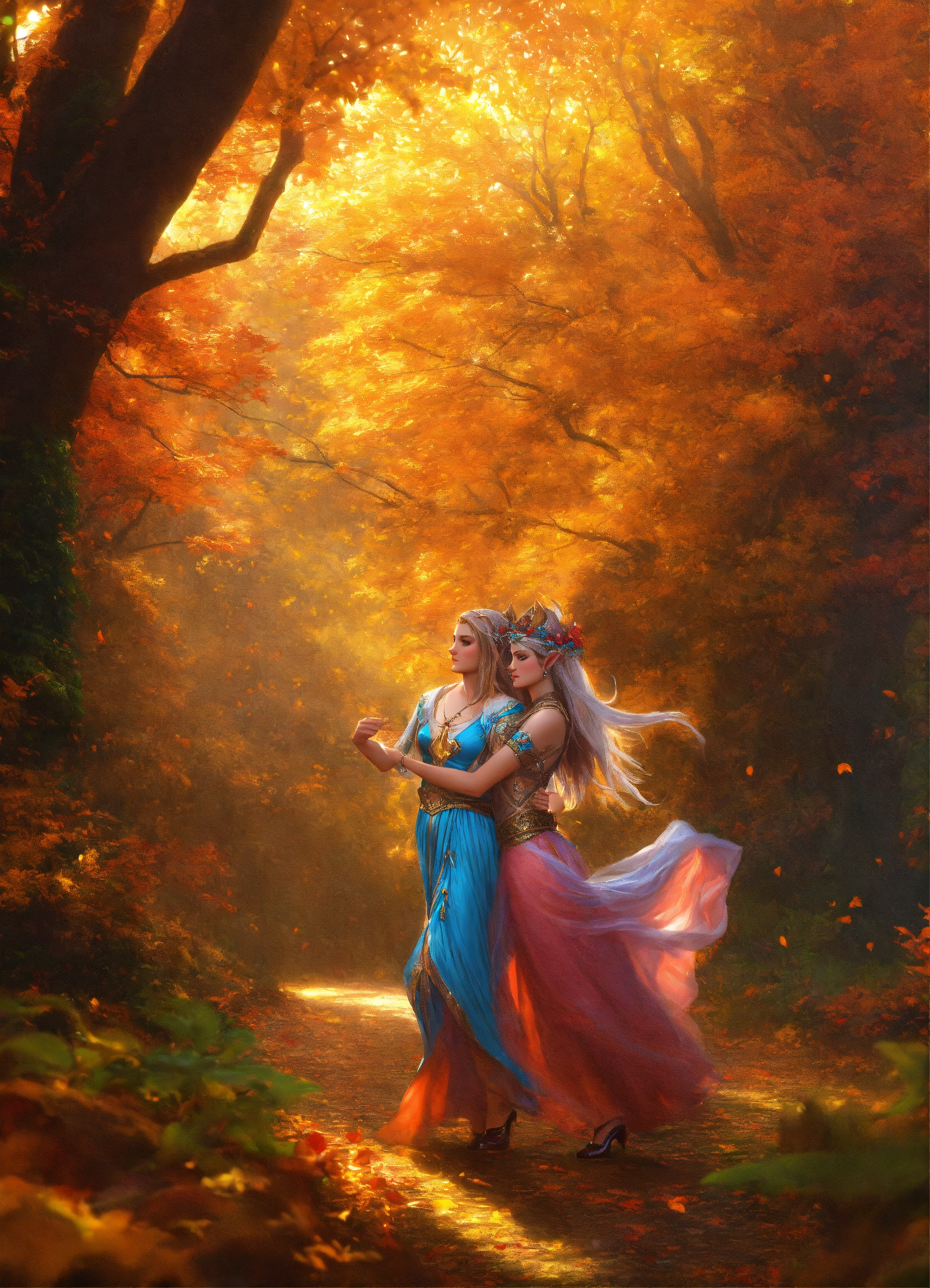 Lexica - Photorealistic, indian summer, elves dancing, anne stokes ...