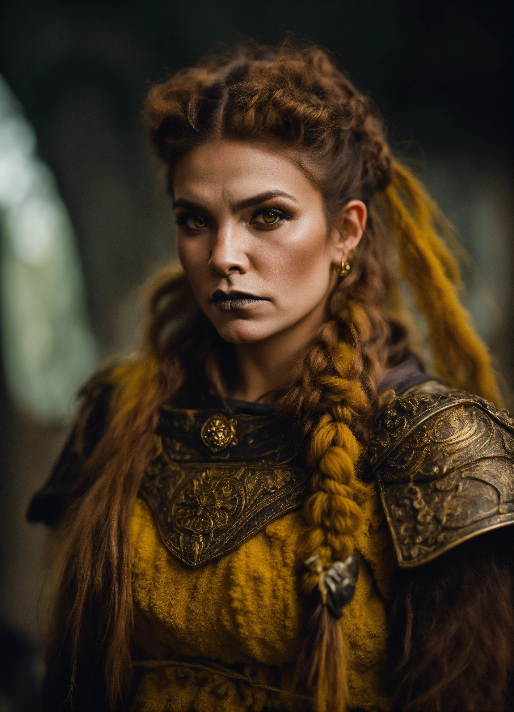 Lexica - Photo quality portrait of an orc maiden with brown tufty hair ...