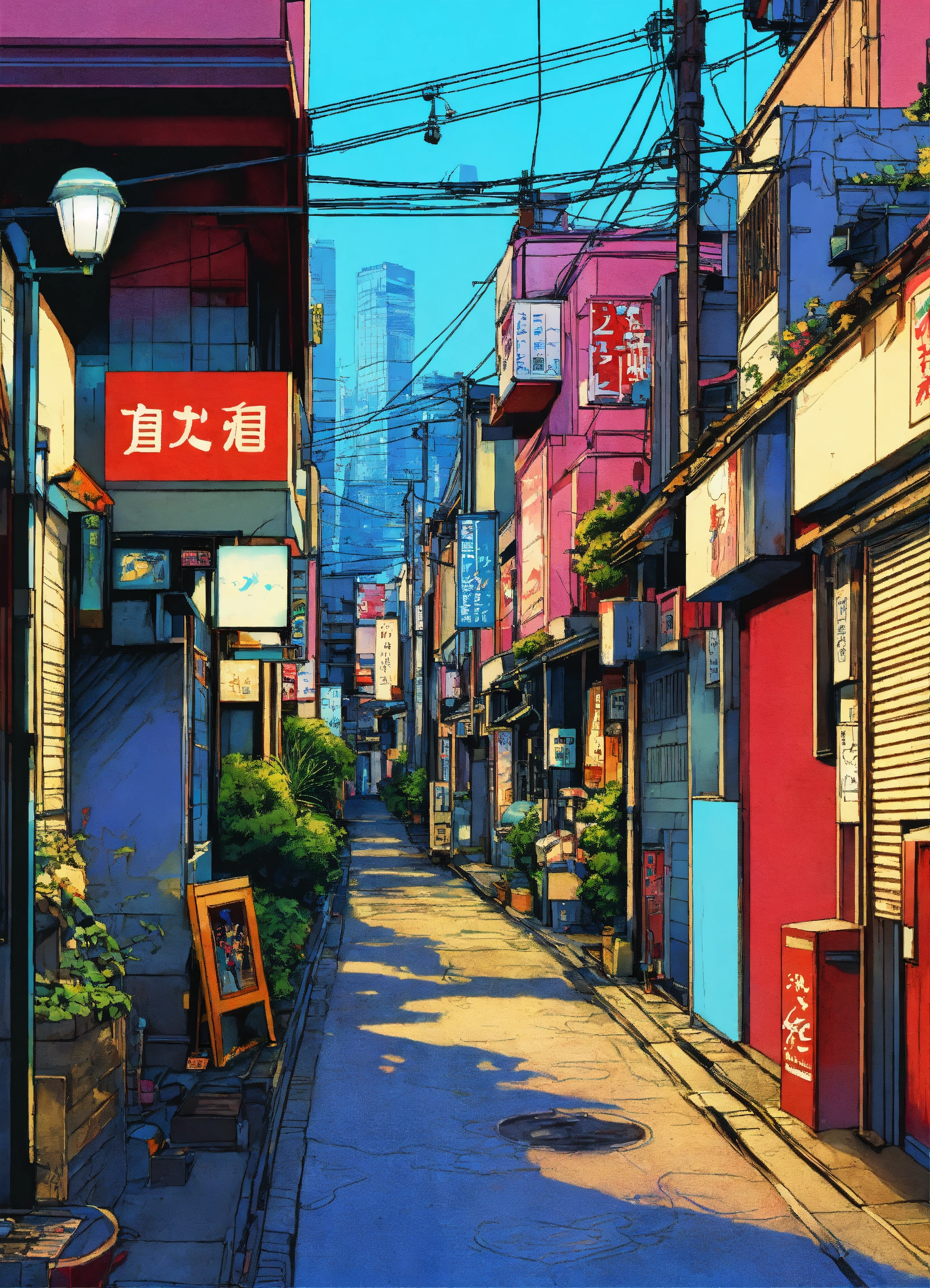 Lexica - A pop art illustration of a Tokyo alley 1920 8k quality.