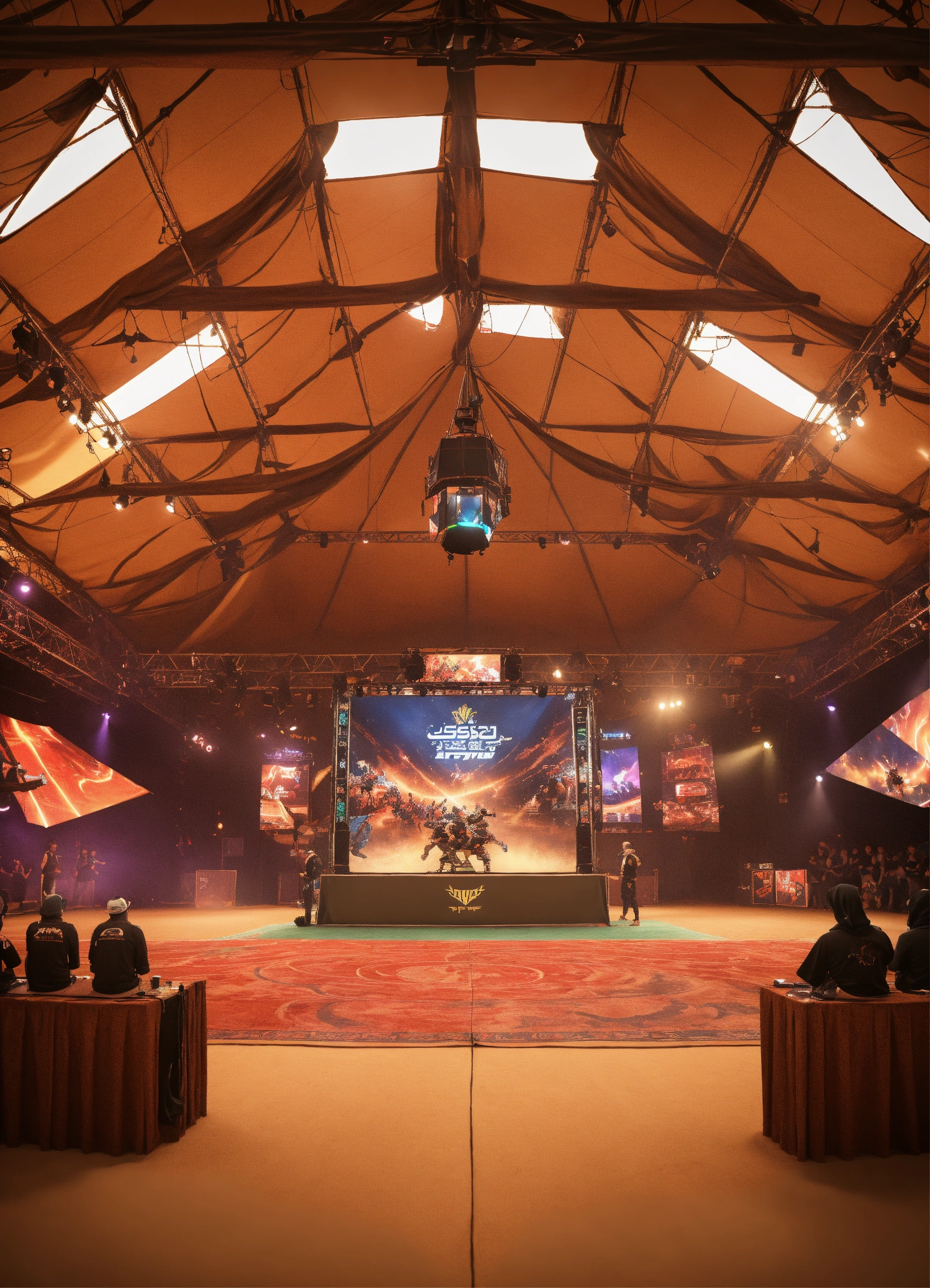 Lexica - Generate an image of a small esports venue's indoor desert ...