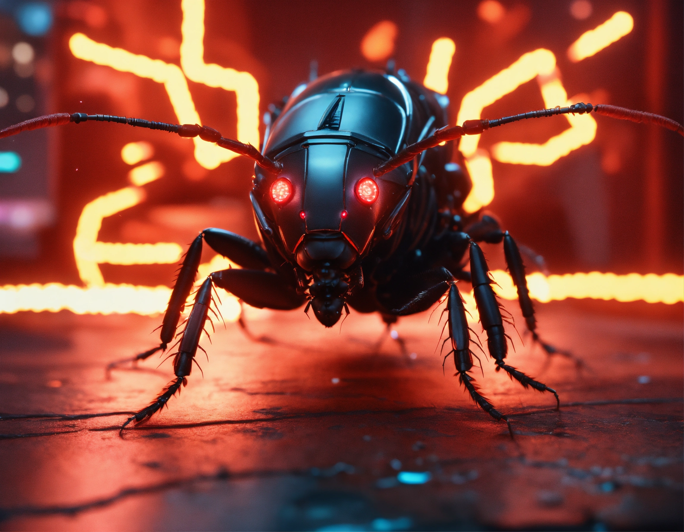 Lexica - Zoom out shot of fierce black cockroach standing humanoid with ...